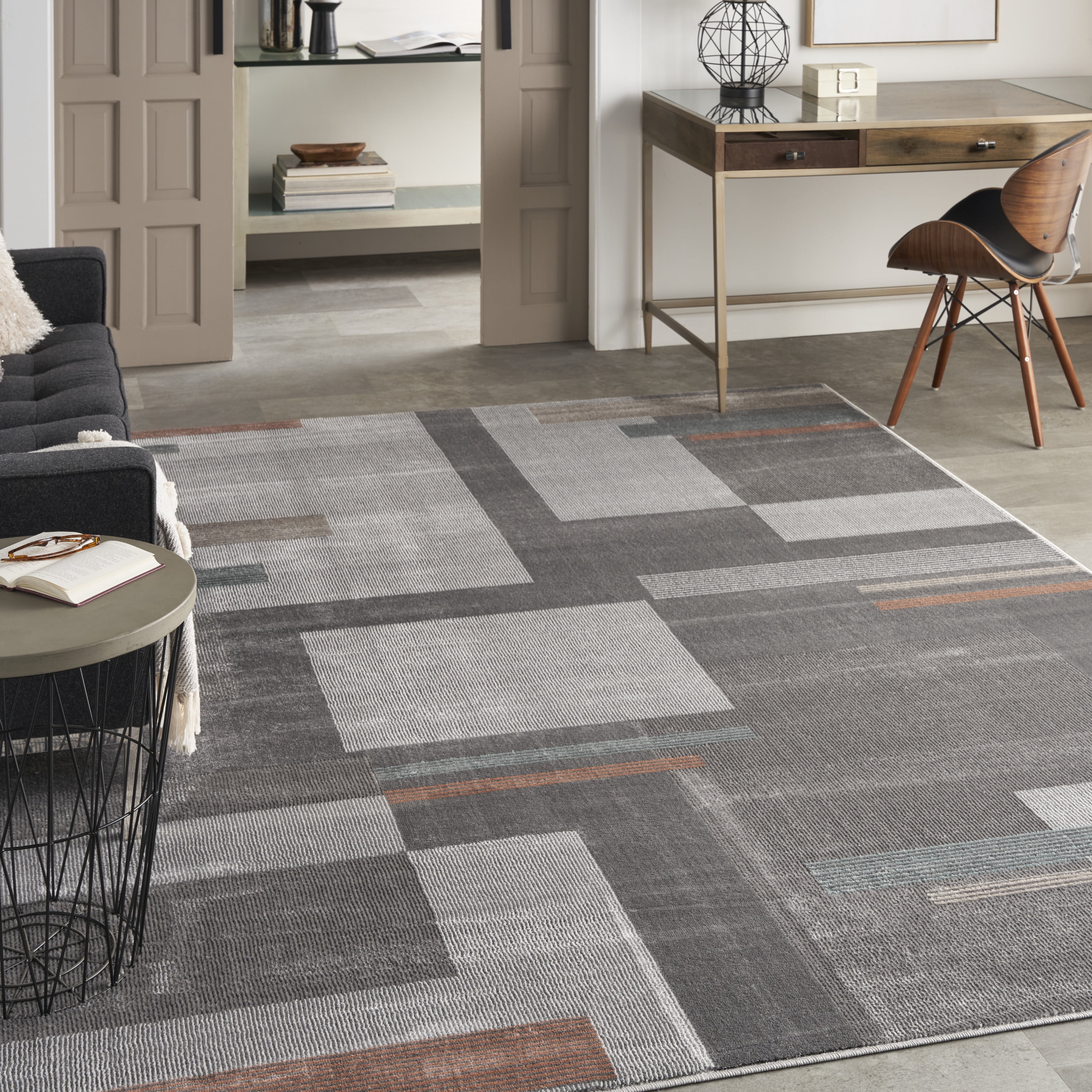 Nourison Thalia 7'10" x 9'10" Grey Multicolor Modern & Contemporary ...
