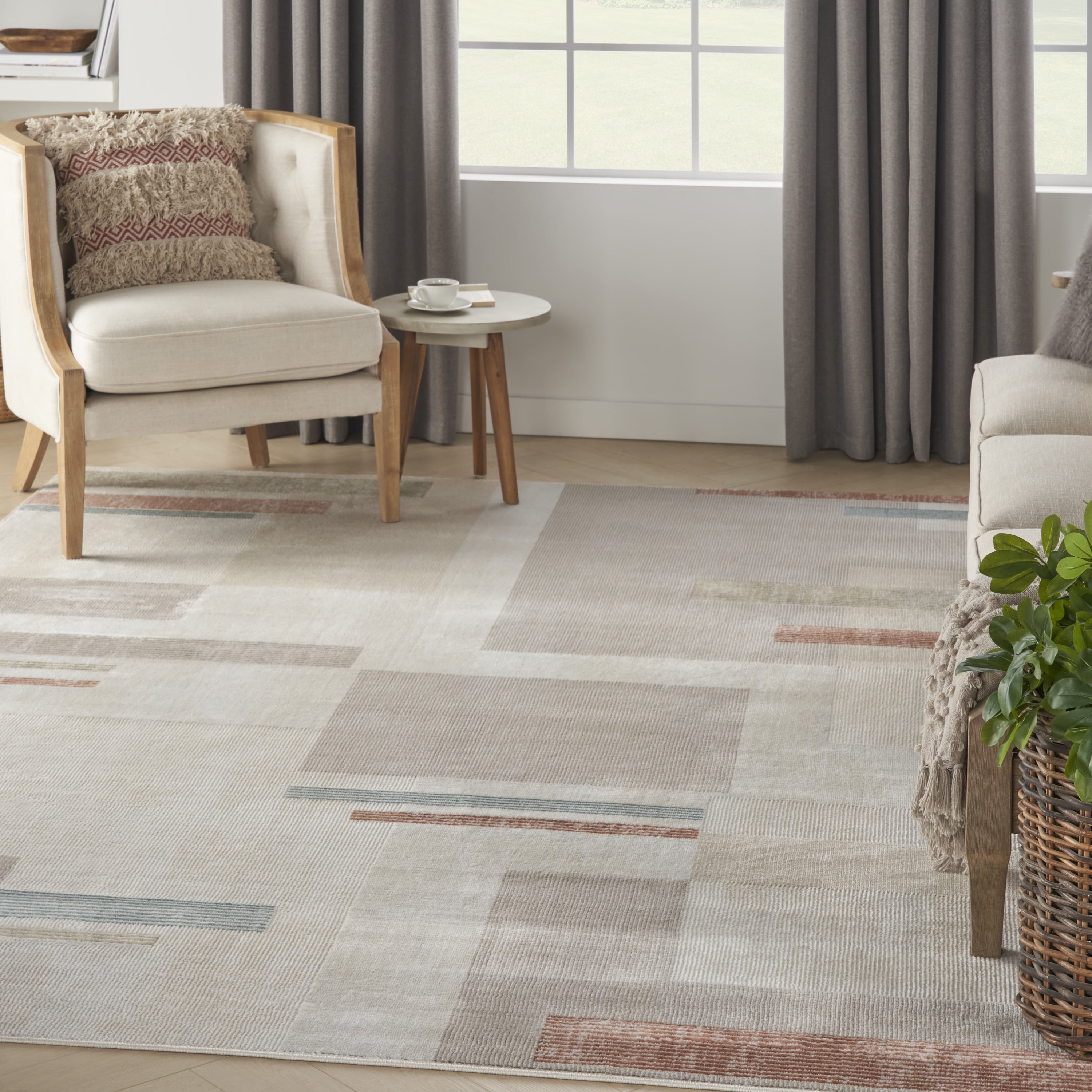 Nourison Thalia 7'10" x 9'10" Ivory Multicolor Modern & Contemporary ...