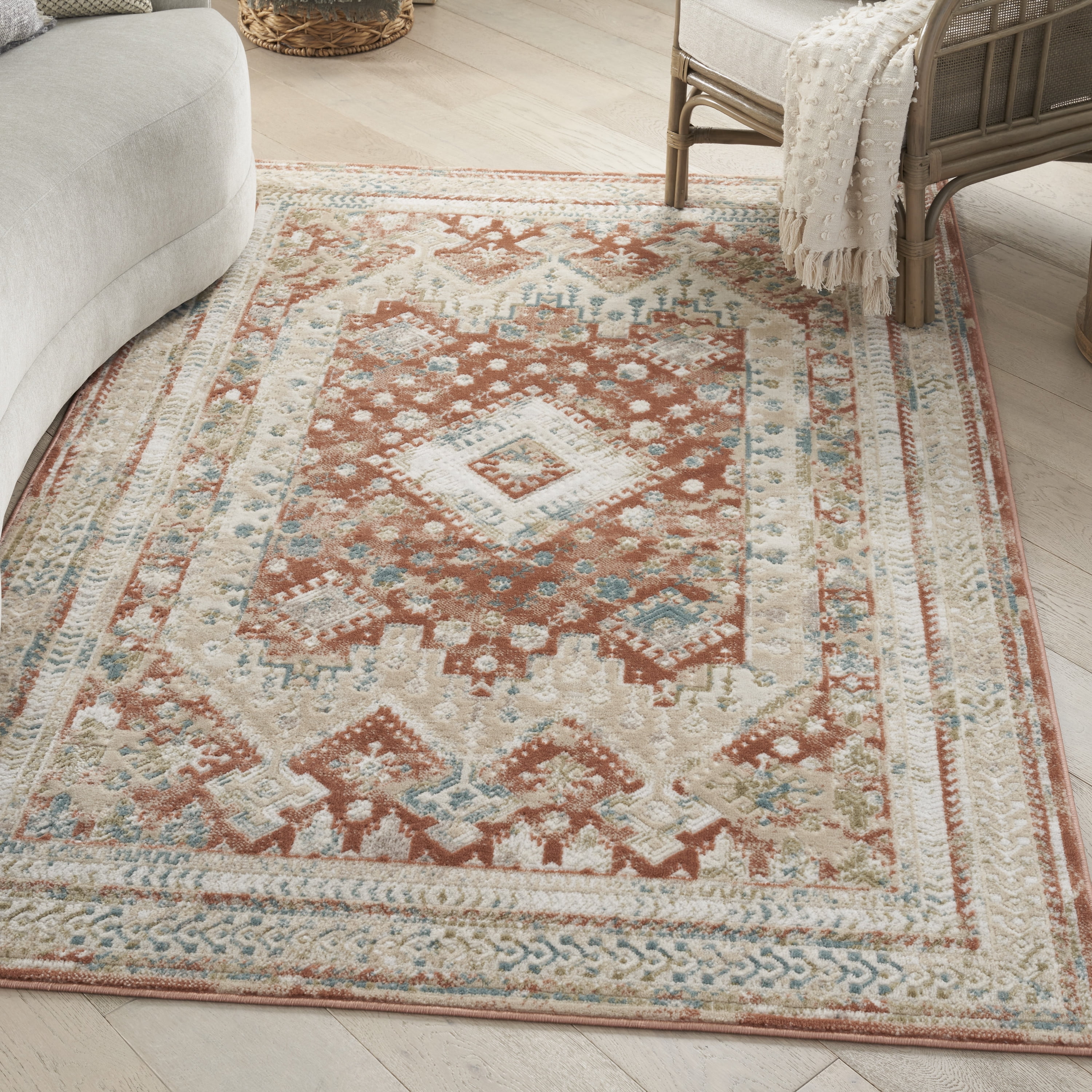 Nourison Thalia Bohemian Rust Multicolor 6' x 9' Area Rug, (6x9 ...