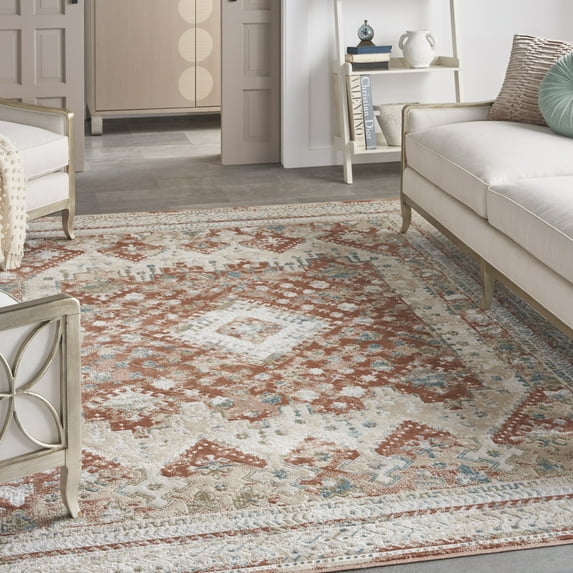 Nourison Thalia Vintage Rust Multicolor 9' x 12' Area Rug (9x12 ...