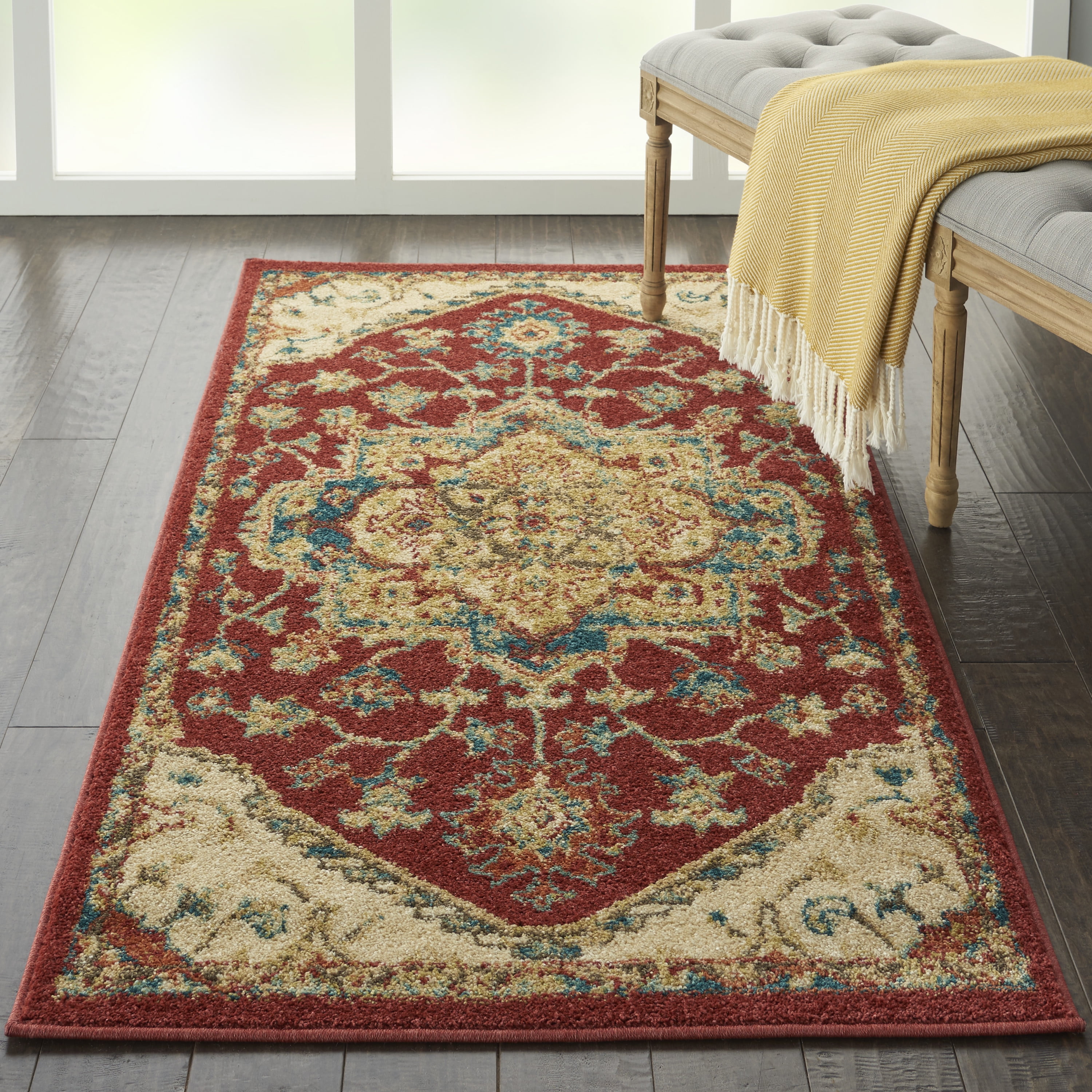 Nourison Traditional Vintage Persian Red 3' x 5' Area Rug, (3' x 5 ...