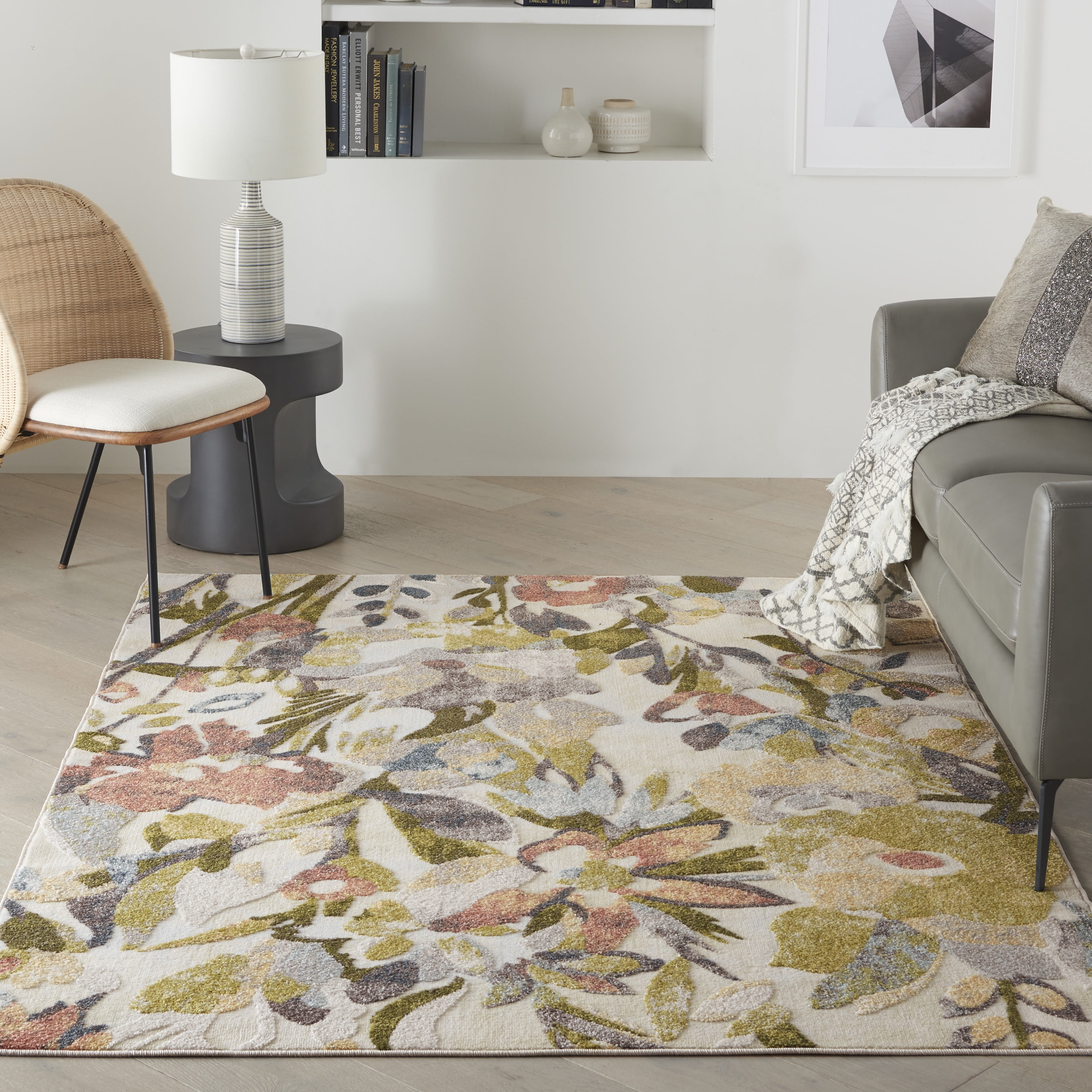 Nourison Trance Floral Multicolor 5'3" x 7'3" Area Rug, (5x7) - Walmart.com