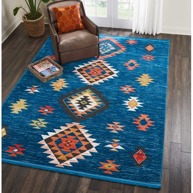 Nourison Tribal Decor Tribal Blue 9'3" x 13' Area Rug, (9x13) - Walmart.com