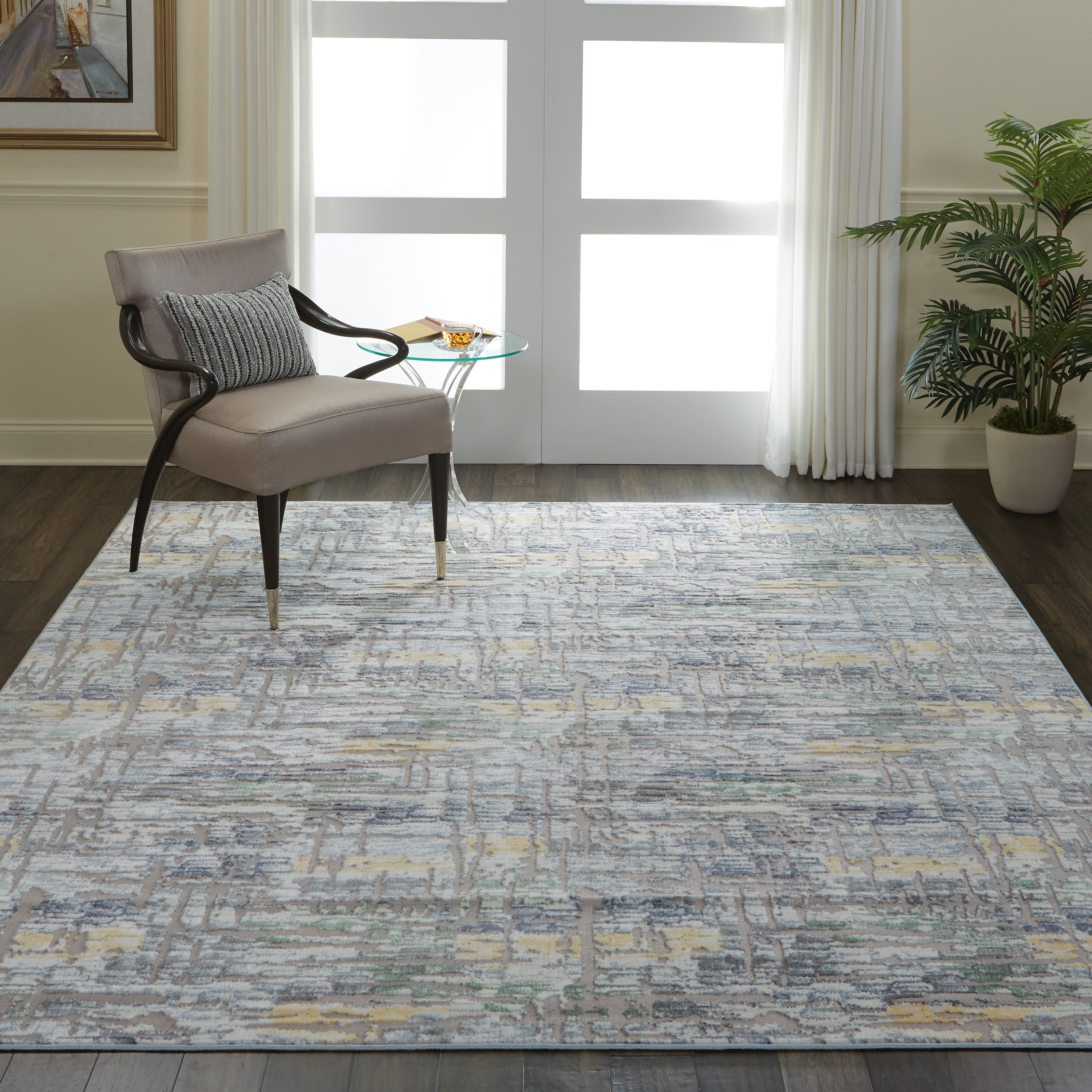 Nourison Urban Chic Abstract Grey/Multicolor 7'10" x 9'10" Area Rug ...