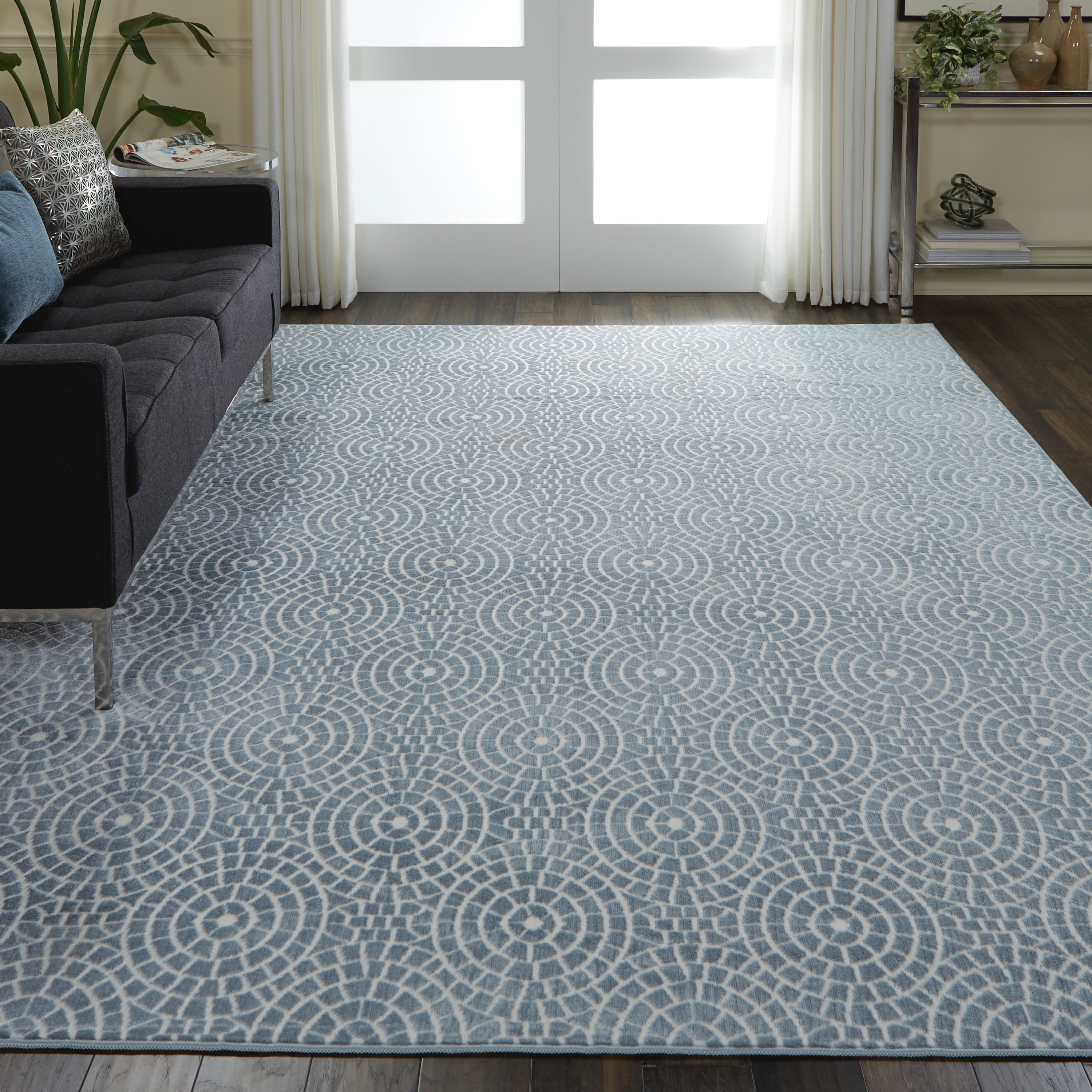 Nourison Urban Chic Eclectic Light Blue 9' x 12' Area Rug, (9x12 ...
