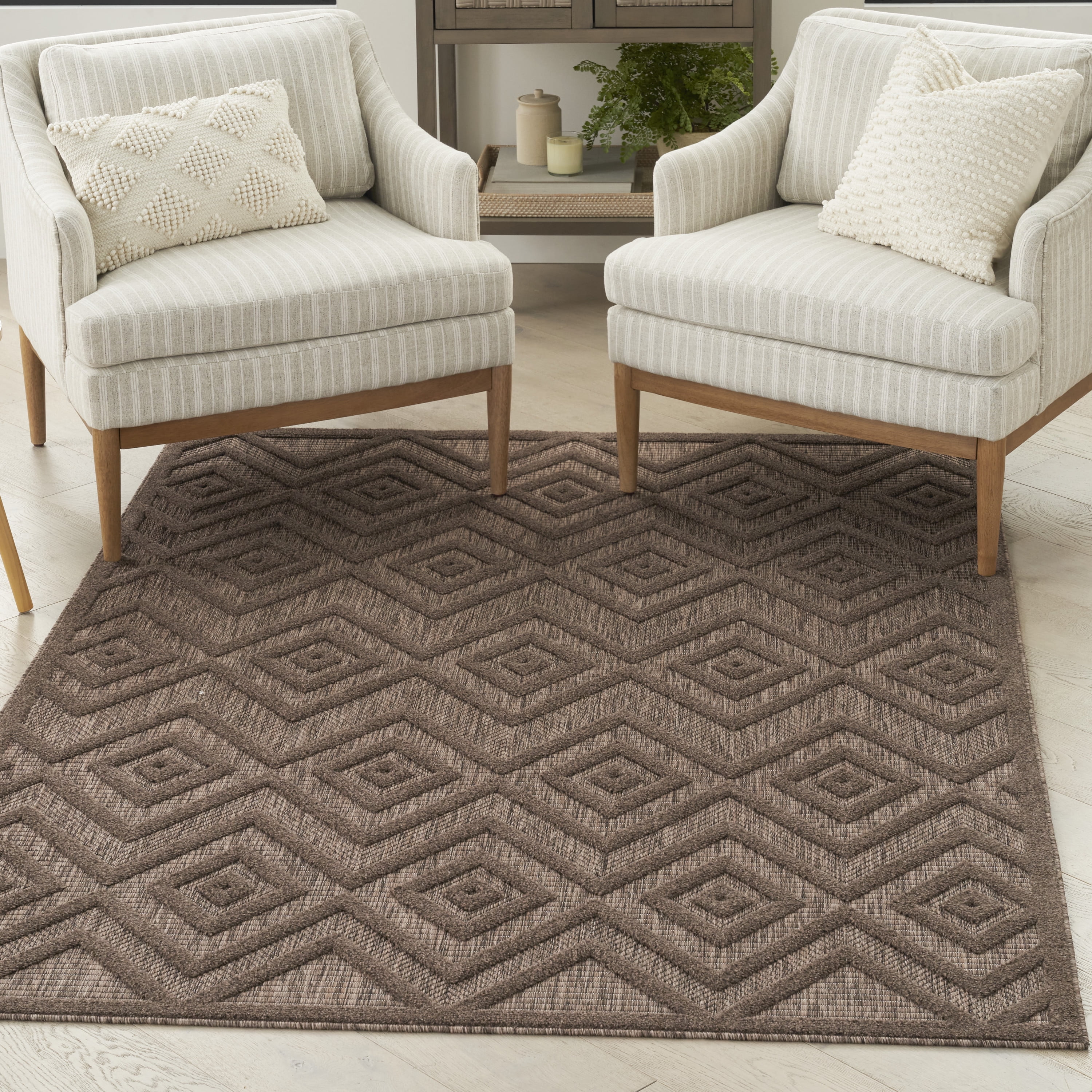 Nourison Versatile Indoor/Outdoor Brown 4' x 6' Area Rug (4x6 ...