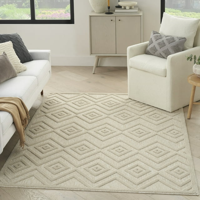 Nourison Versatile Indoor/Outdoor Cream 4' x 6' Area Rug (4x6 ...