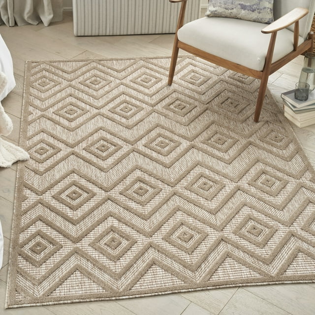 Nourison Versatile 6' x 9' Indoor/Outdoor Area Rug, Natural Beige ...