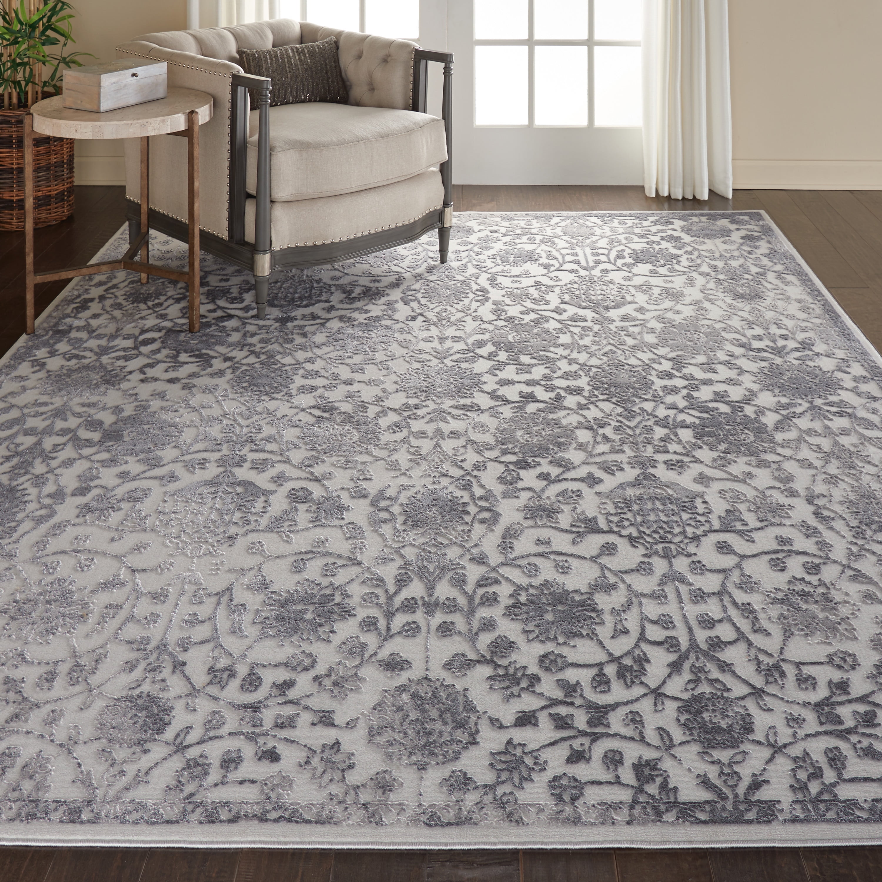 Nourison Vintage Décor 8' x 10' Grey and White French Country Area Rug ...