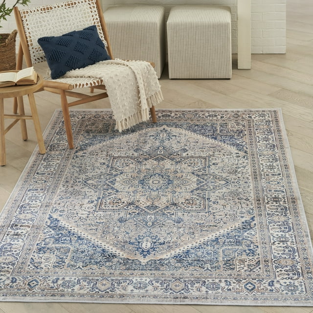 Nourison Vintage Home Bohemian Beige Blue 6' x 9' Area Rug (6x9 ...