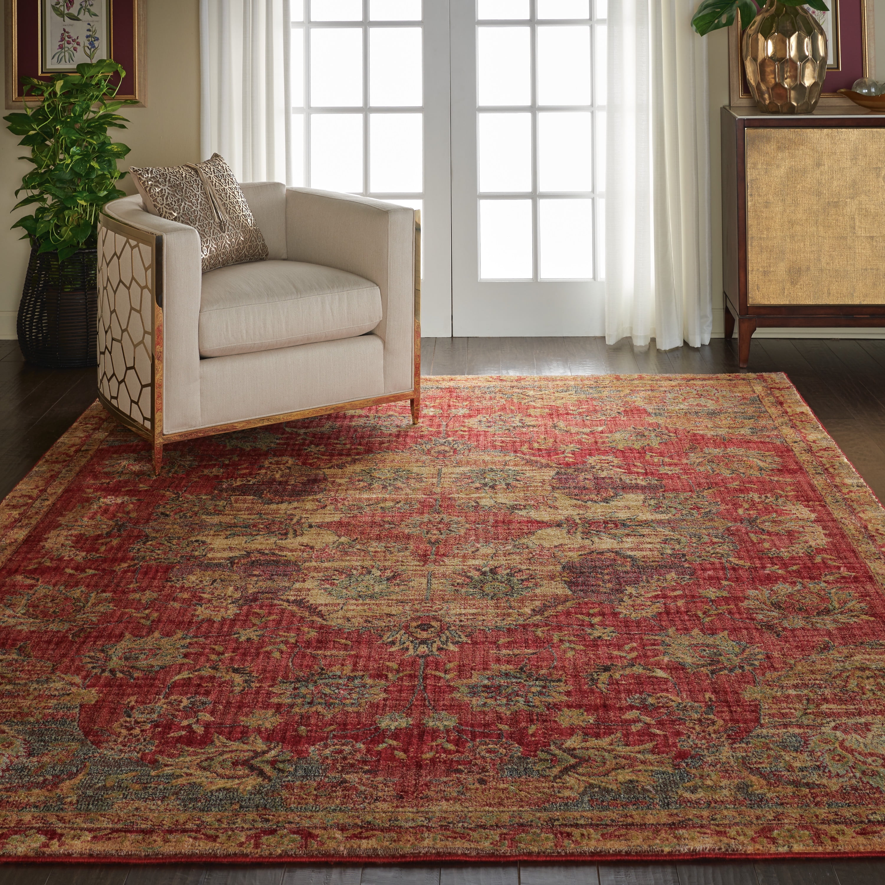 Nourison Vintage Tradition Center Medallion Red 7'10" x 9'10" Area Rug ...