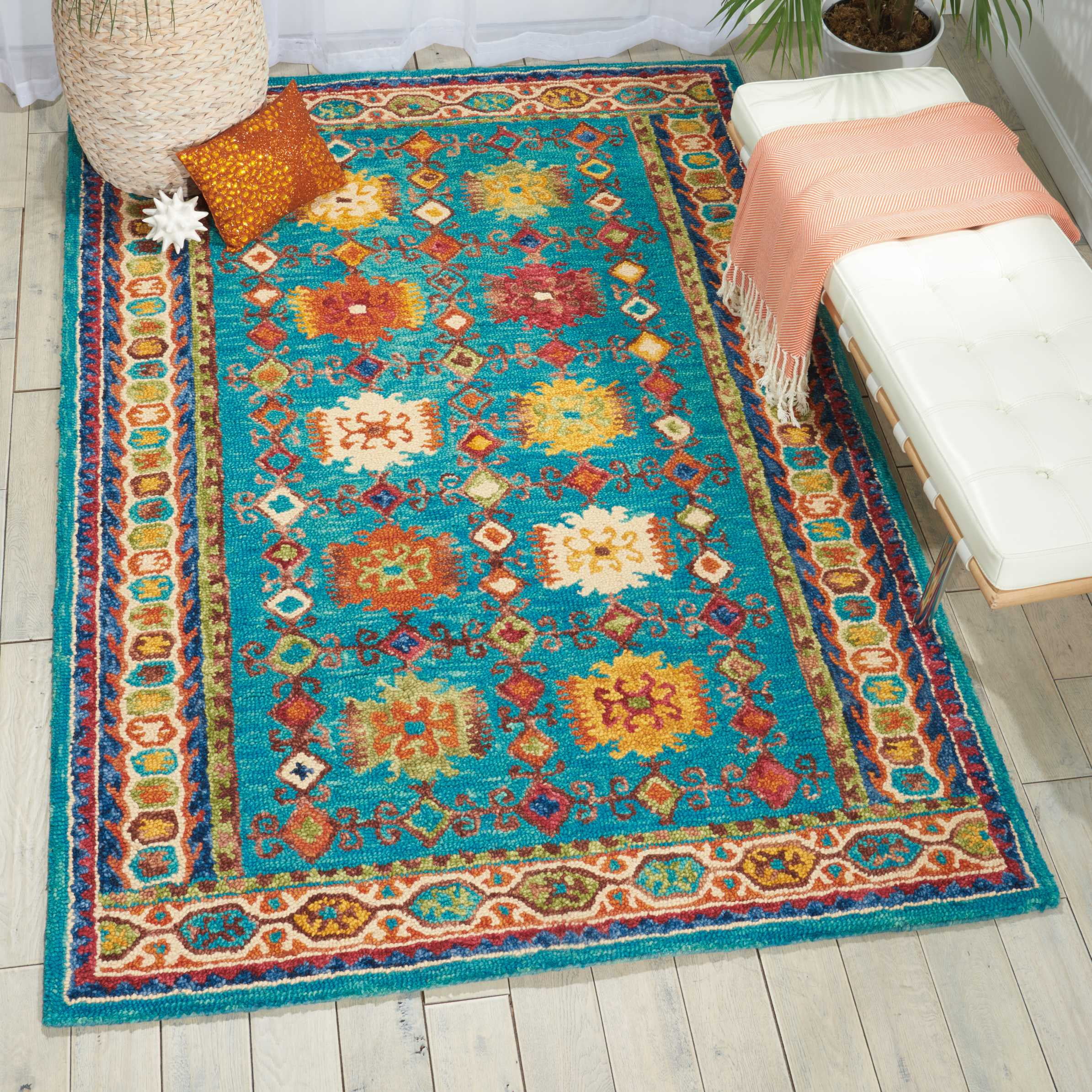 Nourison Vivid Transitional Persian Teal 5' x 7'6" Area Rug, (5' x 8 ...