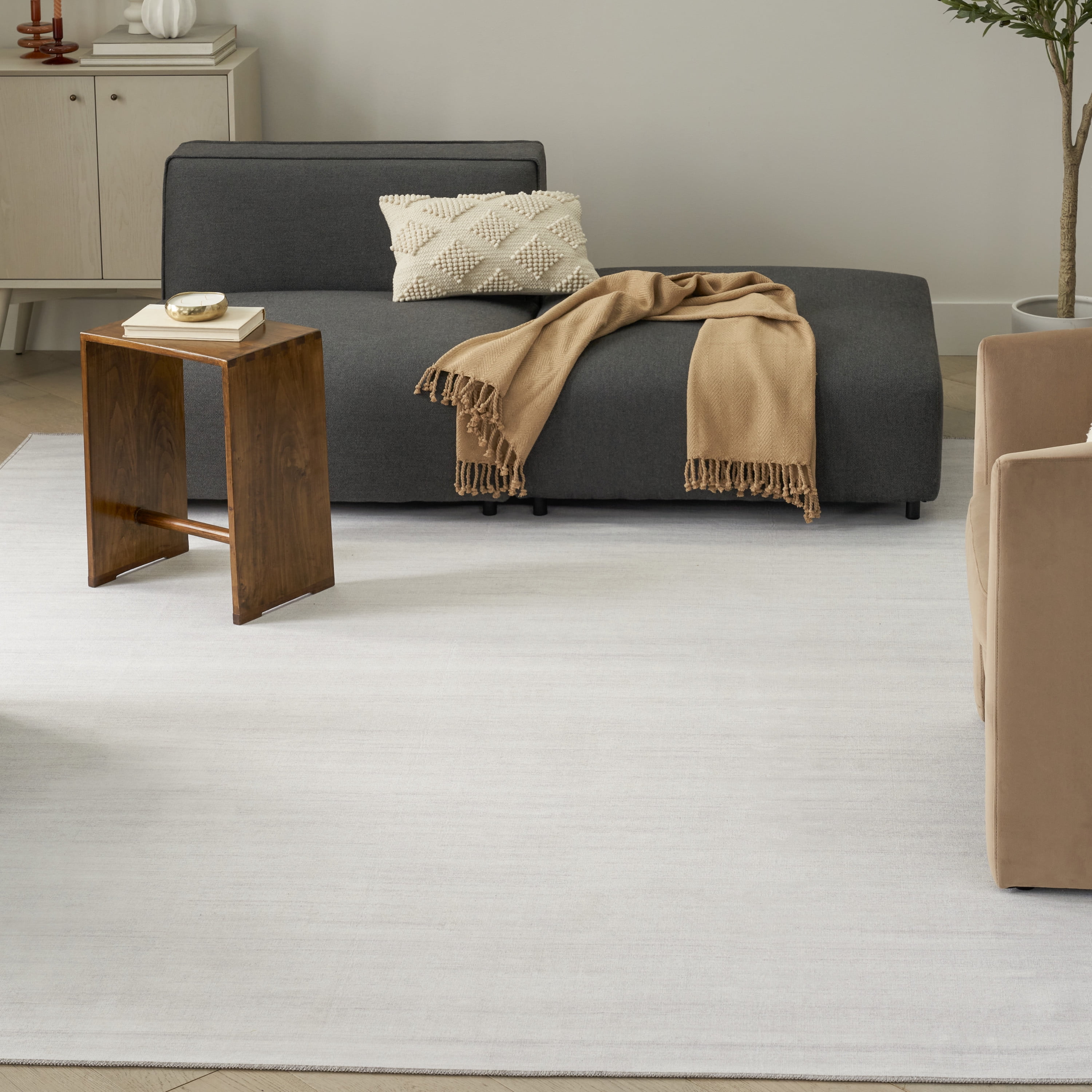 Nourison Washable Essentials Modern Ivory Grey 7'10" x 9'10" Area Rug ...