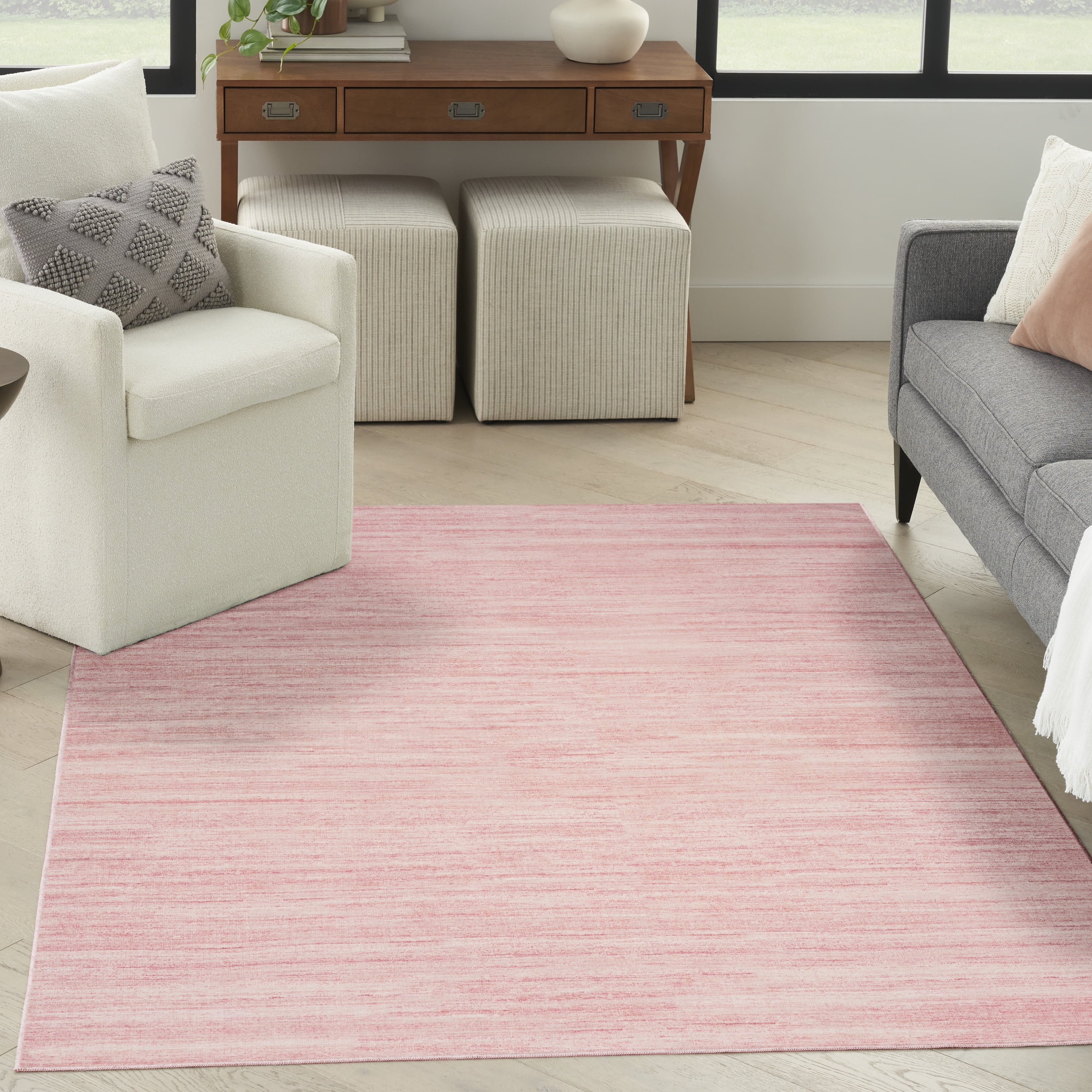 Nourison Washable Essentials Modern Pink Area Rug - Walmart.com