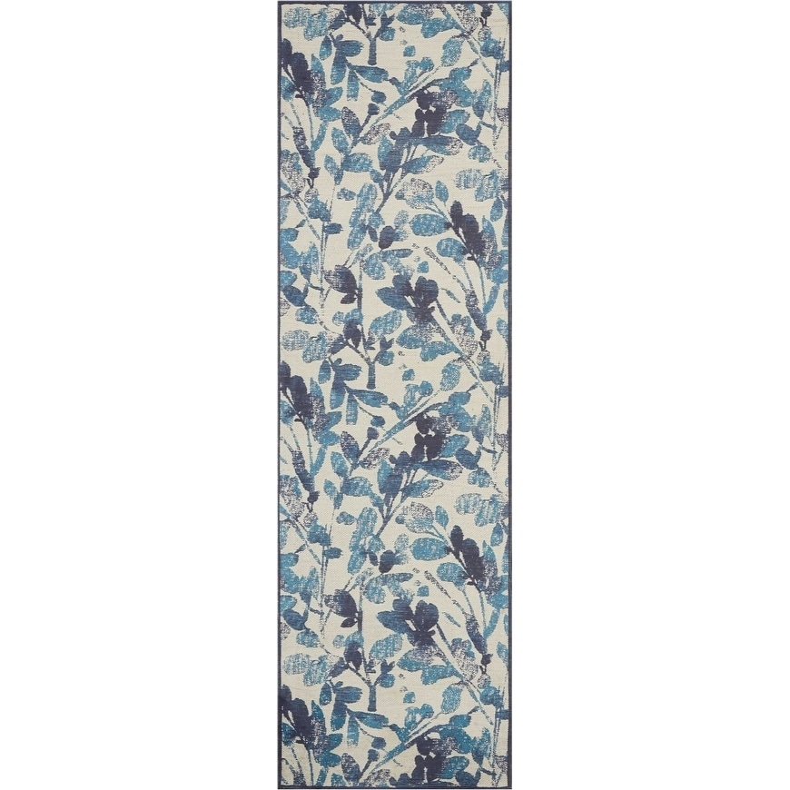 Waverly Vintage Distressed Floral Area Rug Blue 2' 3" x 7' 6" Handmade ...