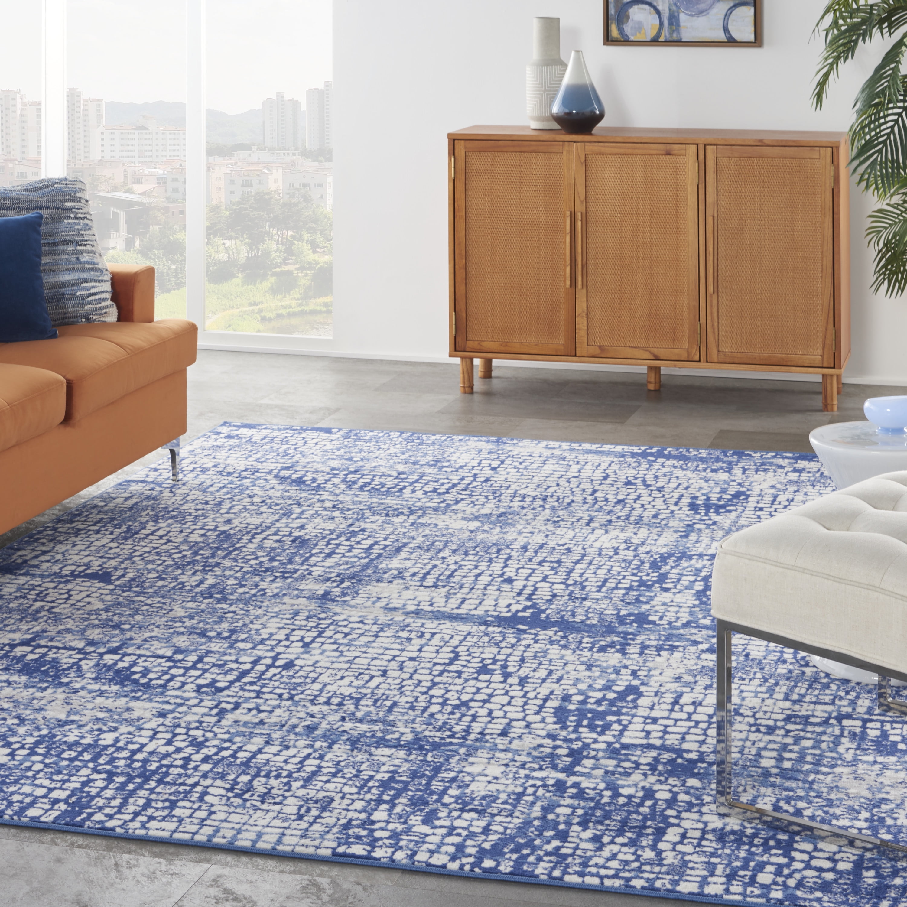 Nourison Whimsicle Artistic Modern Ivory Navy 8' x 10' Area Rug, (8' x ...