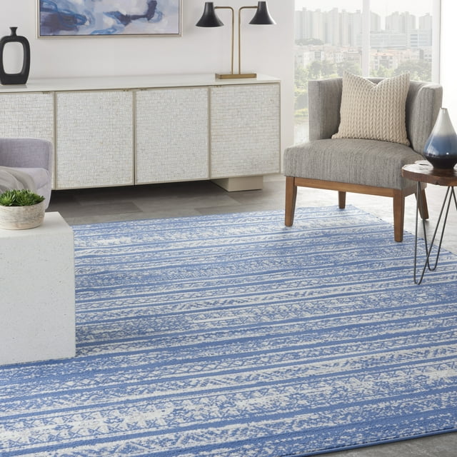 Nourison Whimsicle Bohemian Eclectic Light Blue Ivory 7' x 10' Area Rug ...