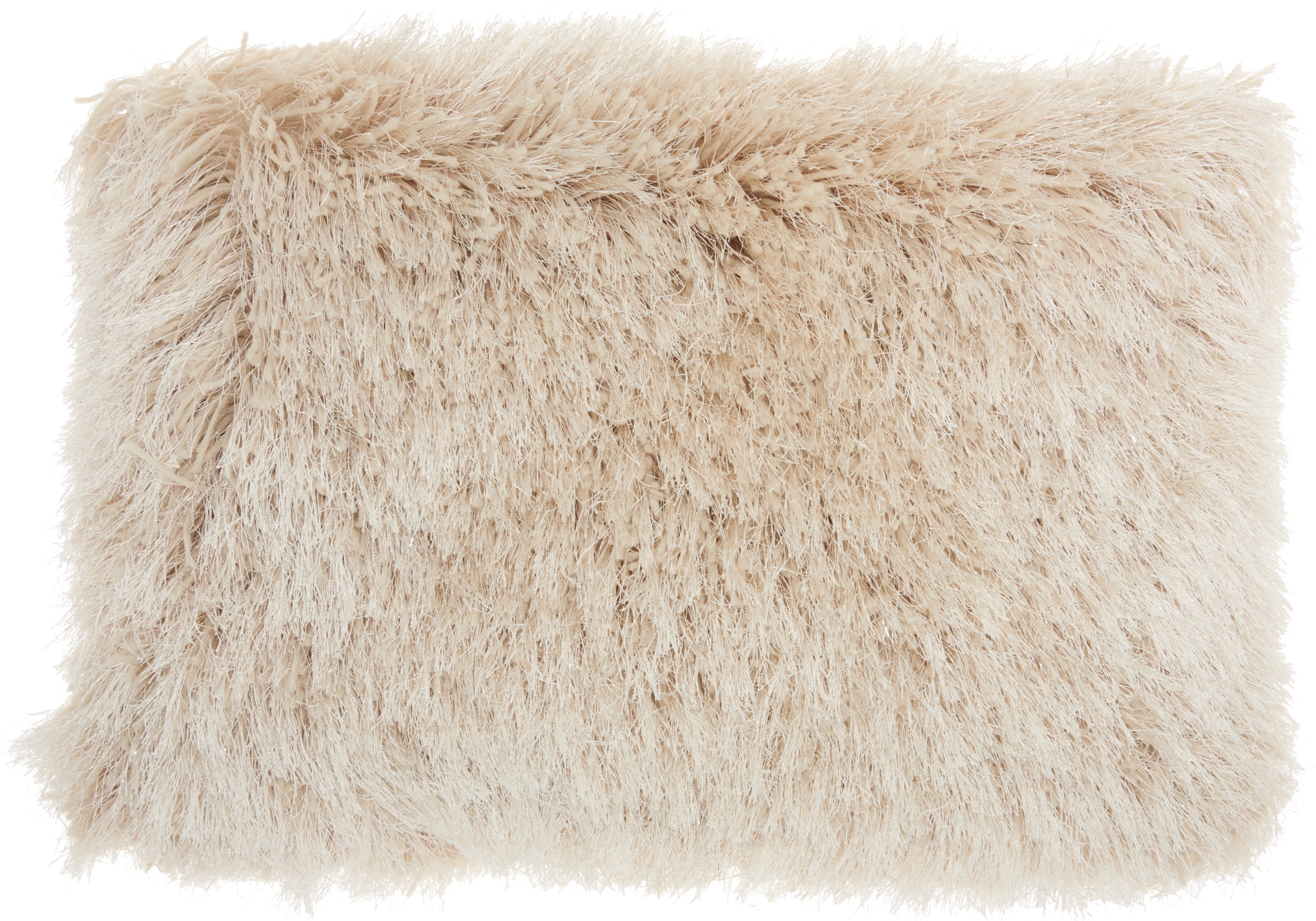 Nourison Yarn Shimmer Shag Decorative Throw Pillow, 14" x 20", Beige ...