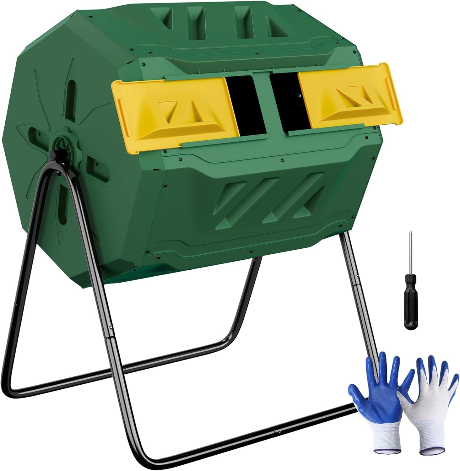 Nouva 43 Gallon Large Composting Tumbler Dual Rotating Chamber Garden ...