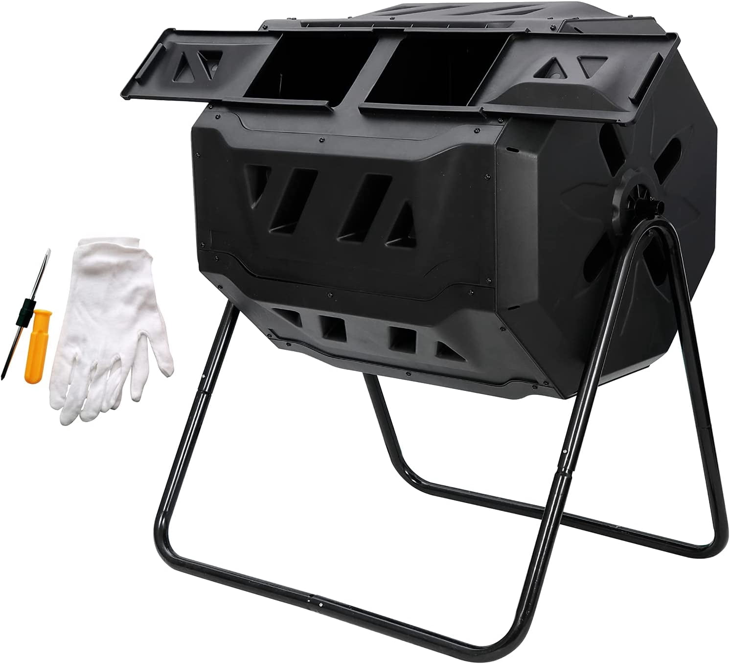 Nouva 43 Gallon Large Composting Tumbler Dual Rotating Chamber Garden ...