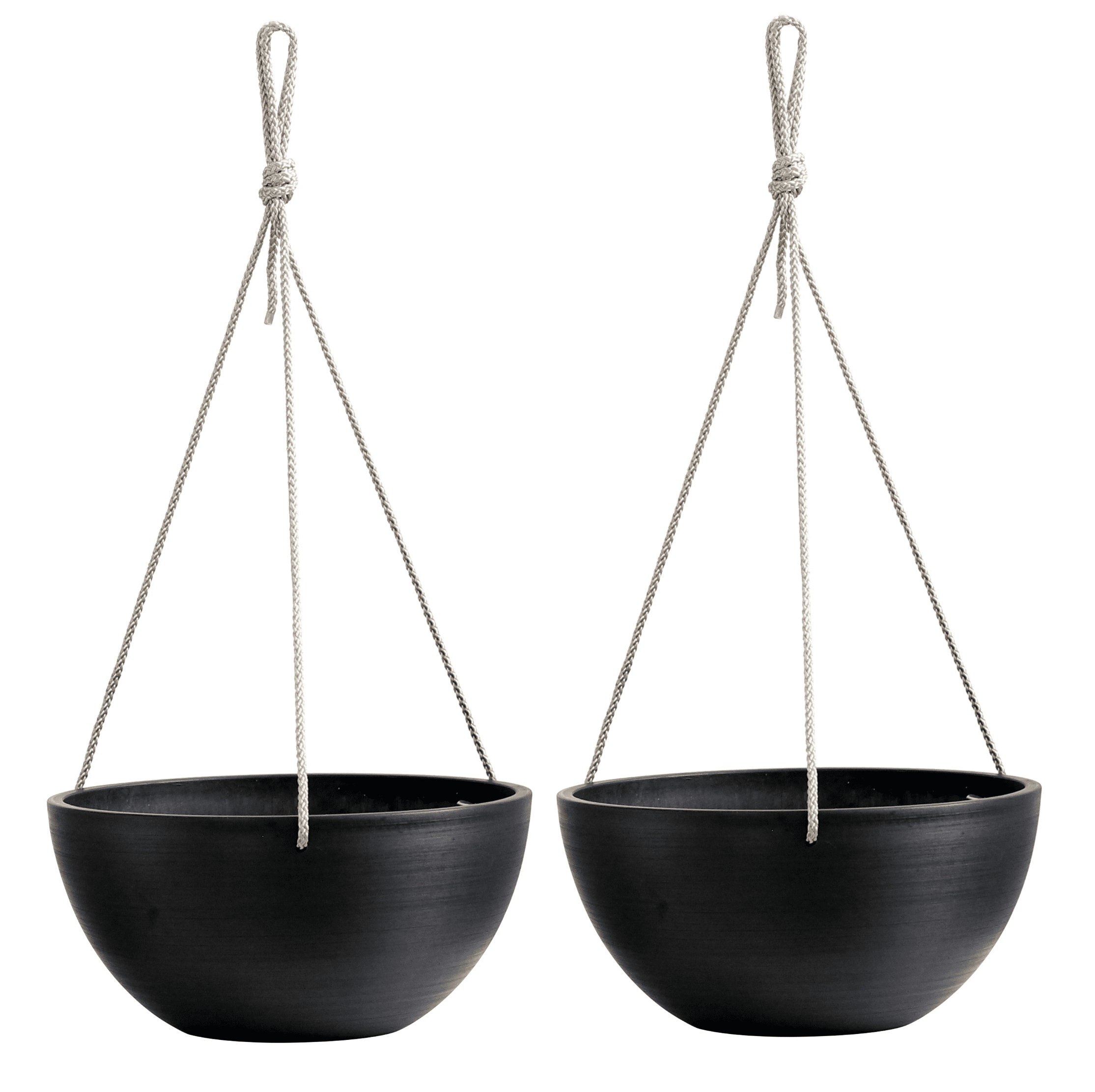 Nouvage Design Charcoal Hanging Planter Set 2 Artstone - 25cm Large ...