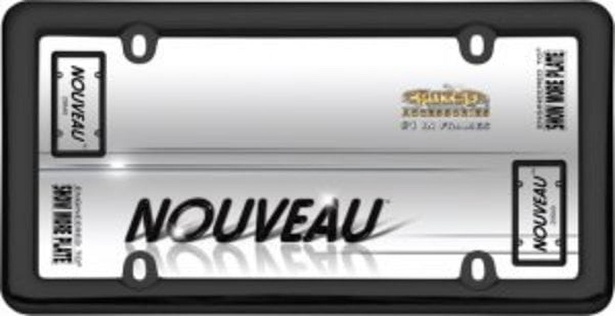 Nouveau Black Plastic 4 hole License Plate Frame Free Screw Caps with ...