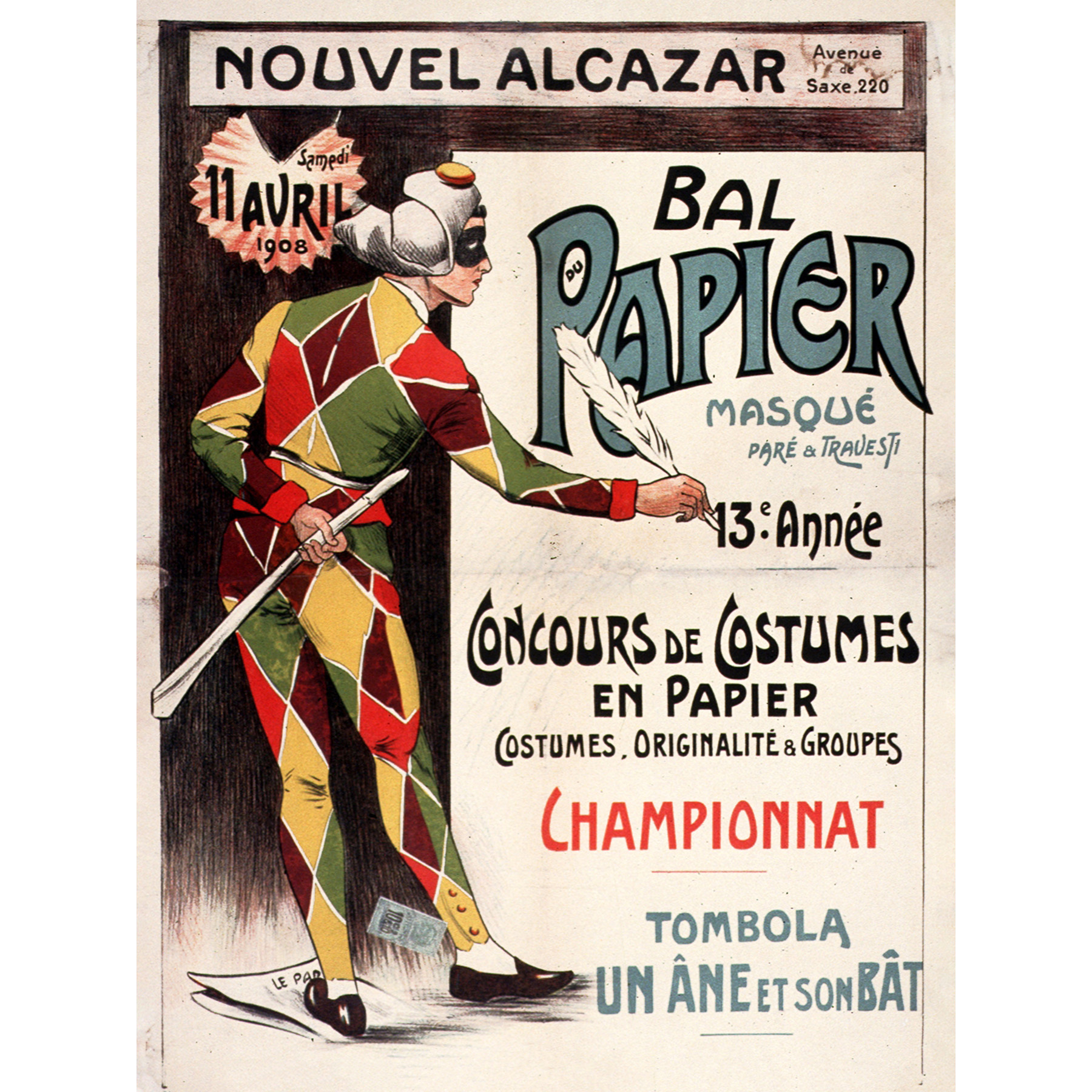 Nouvel Alcazar Paper Ball Show Harlequin Advert Extra Large XL Wall Art ...