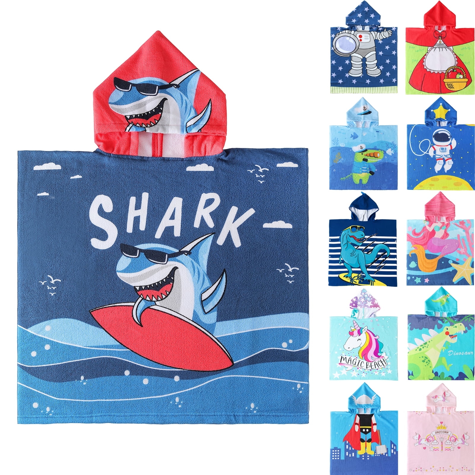 "NovForth Kids Hooded Beach Towel, Soft Absorbent Poncho, Pool, Bath ...
