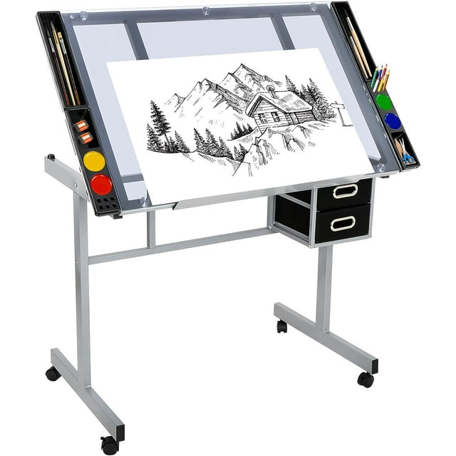 Nova Microdermabrasion Glass Top Drafting Table with Storage ...