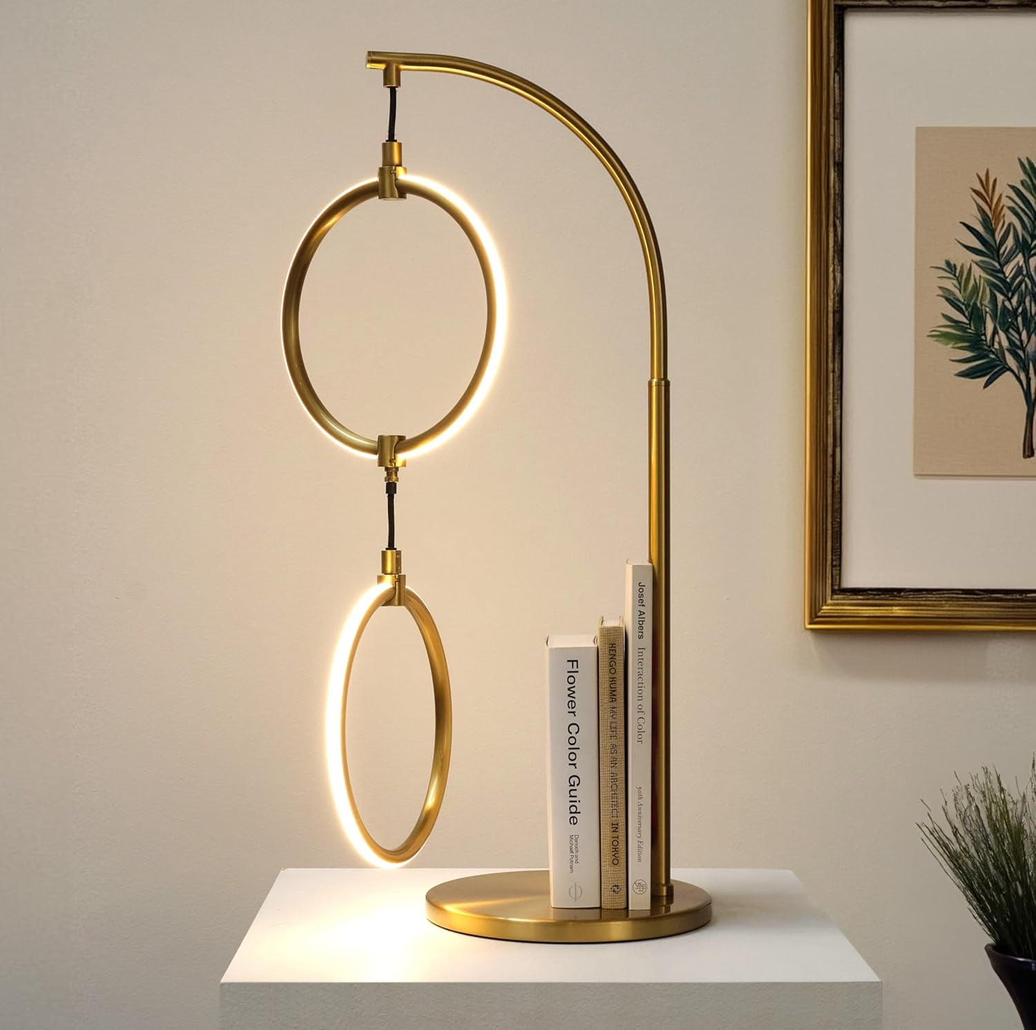 Nova Modern Table Lamp - Contemporary Arc Desk Lamp with 2-Circle Ring ...