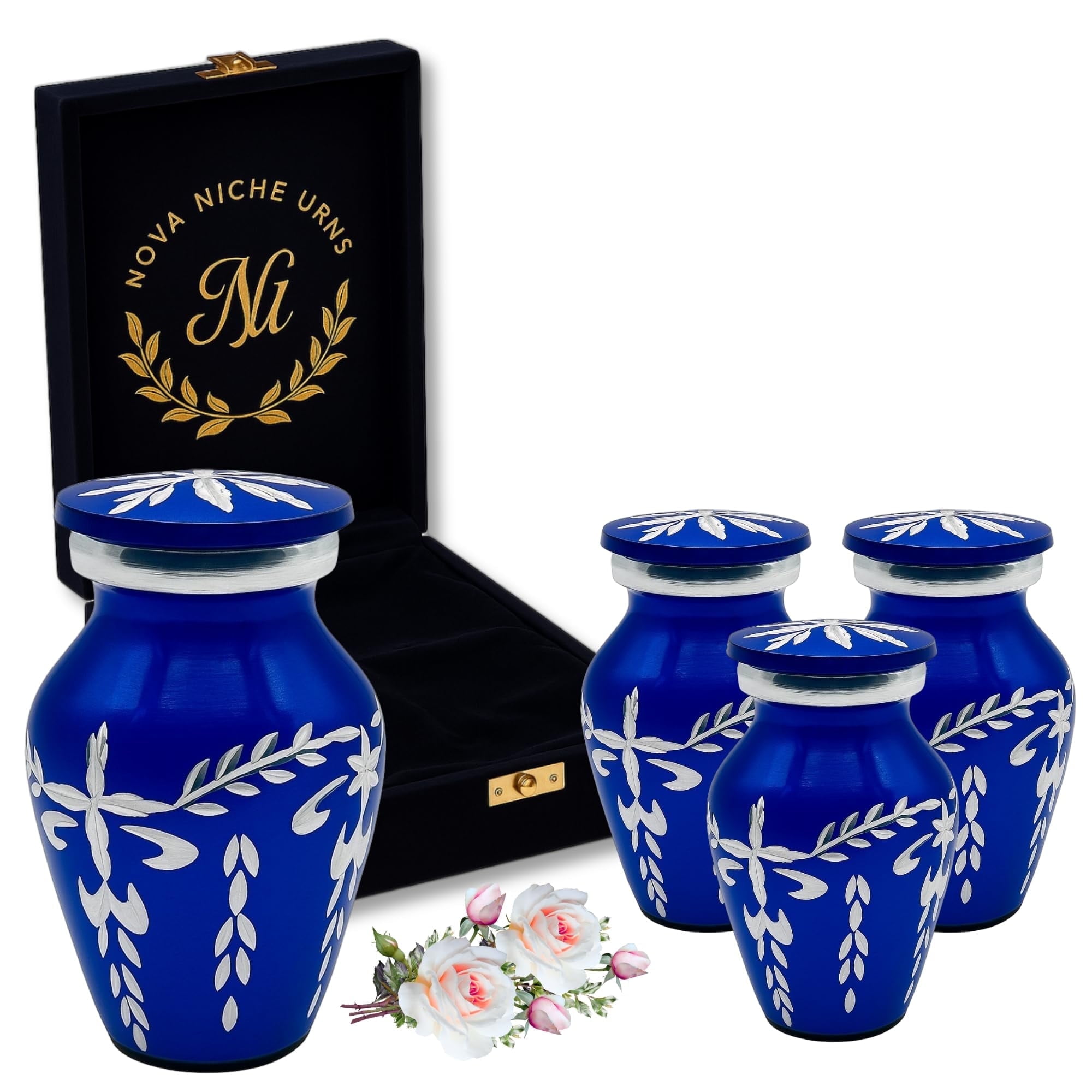 Nova Niche Small Bright Blue Aluminium Cremation Urns for Human Ashes ...