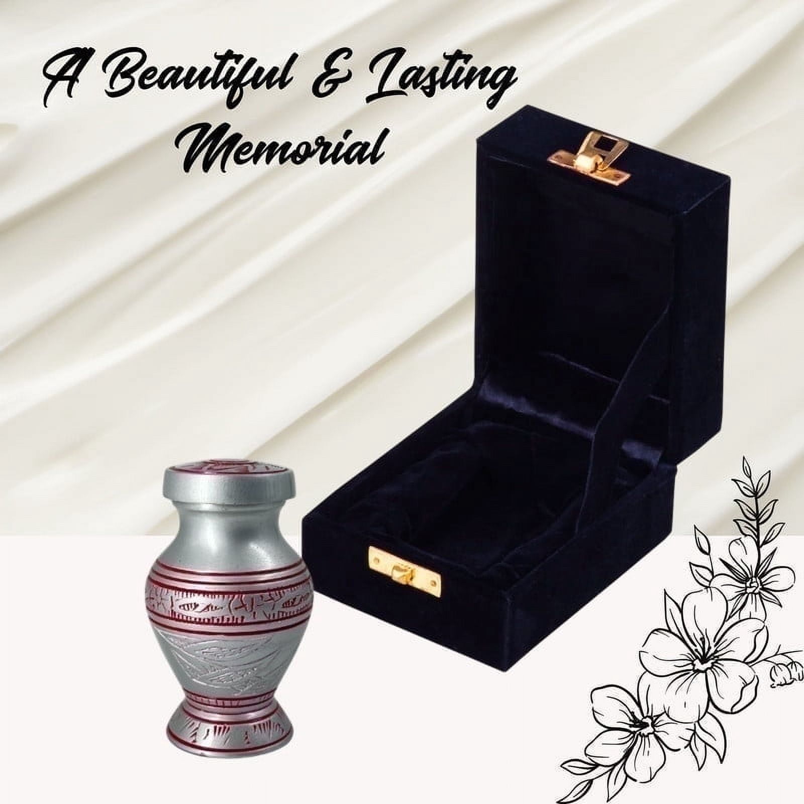 Nova Niche Silver & Red Small Cremation Urn for Human Ashes ...