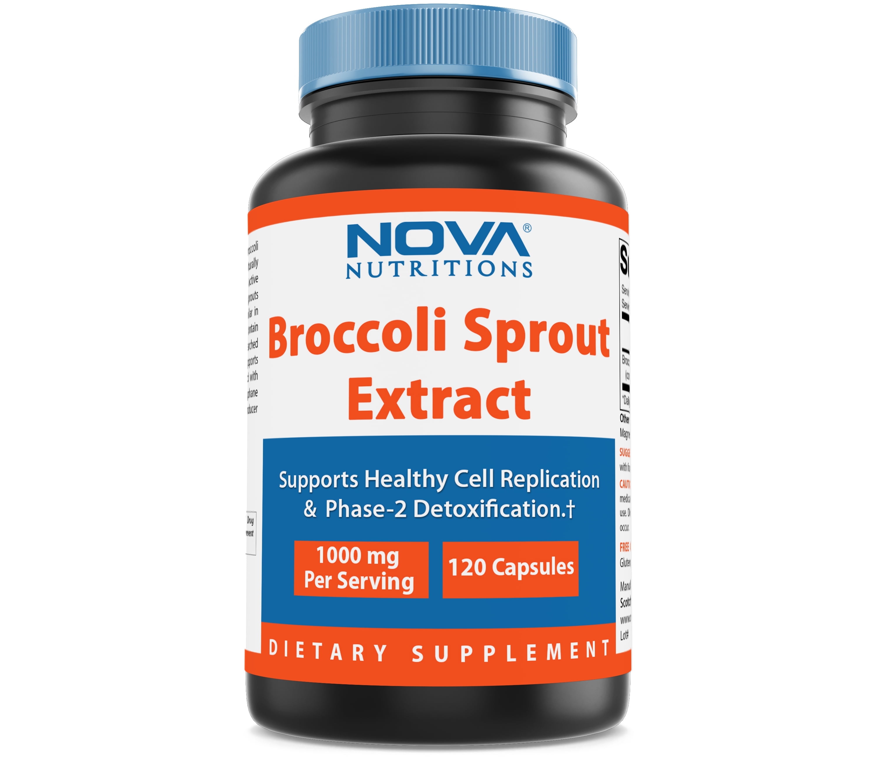 Nova Nutritions Broccoli Sprout Extract 1000 mg 120 Capsules Supports ...