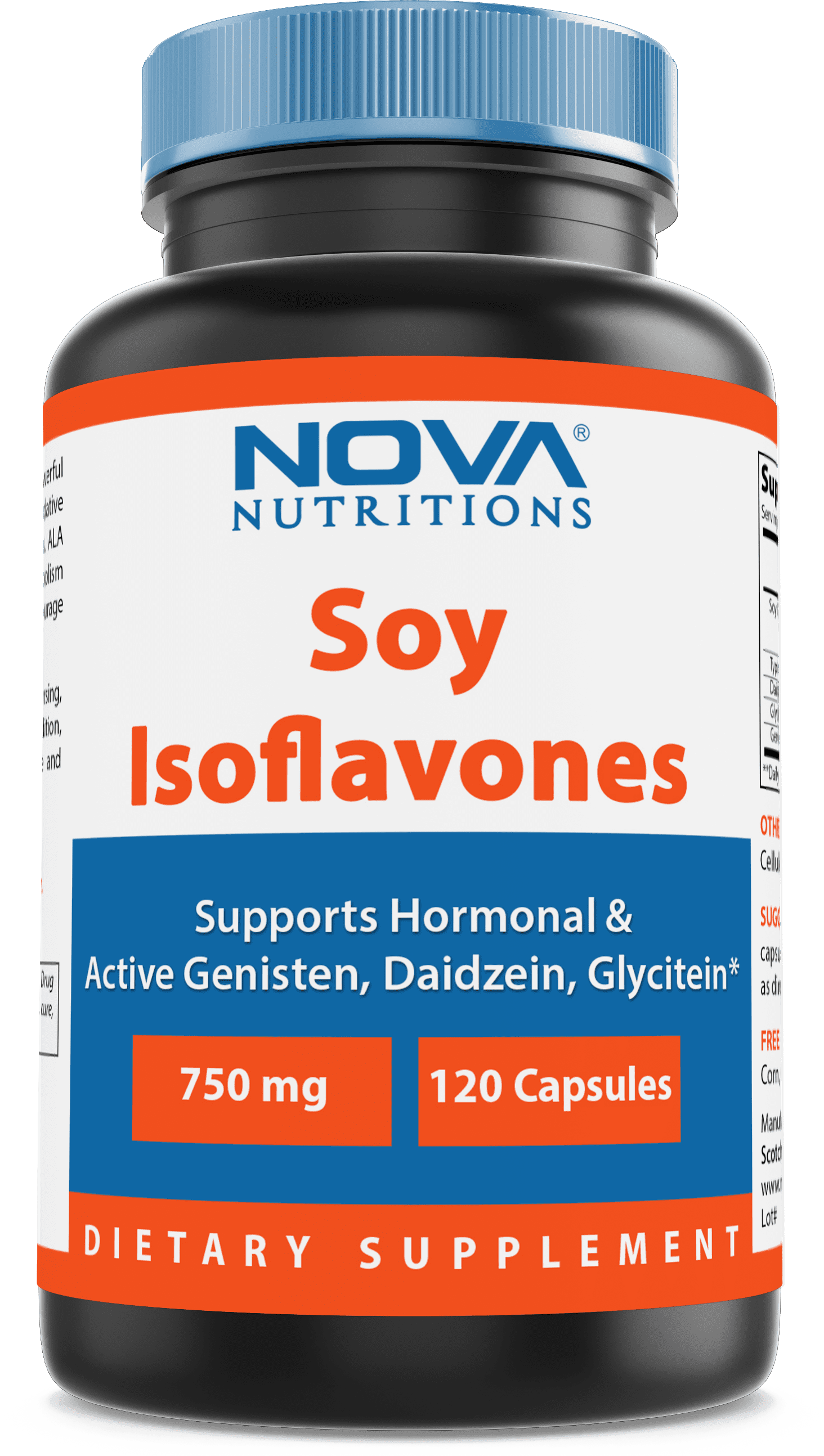 Nova Nutritions Soy Isoflavones Pills, 750mg, 120 Capsules, Made in USA ...