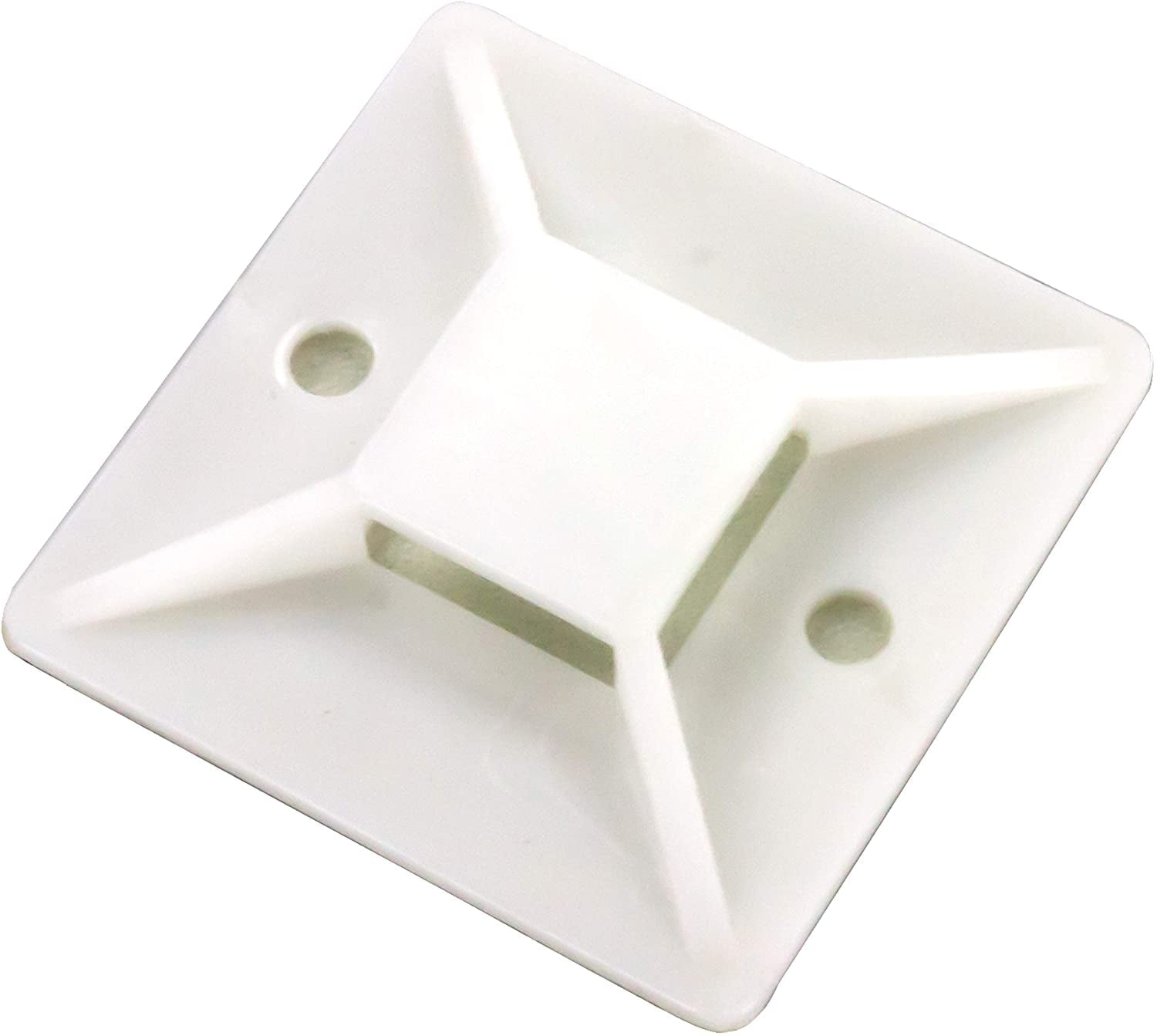 Nova Pro Supply 1.6" Polymer White Zip Tie Adhesive-Backed Mounts, 100 ...