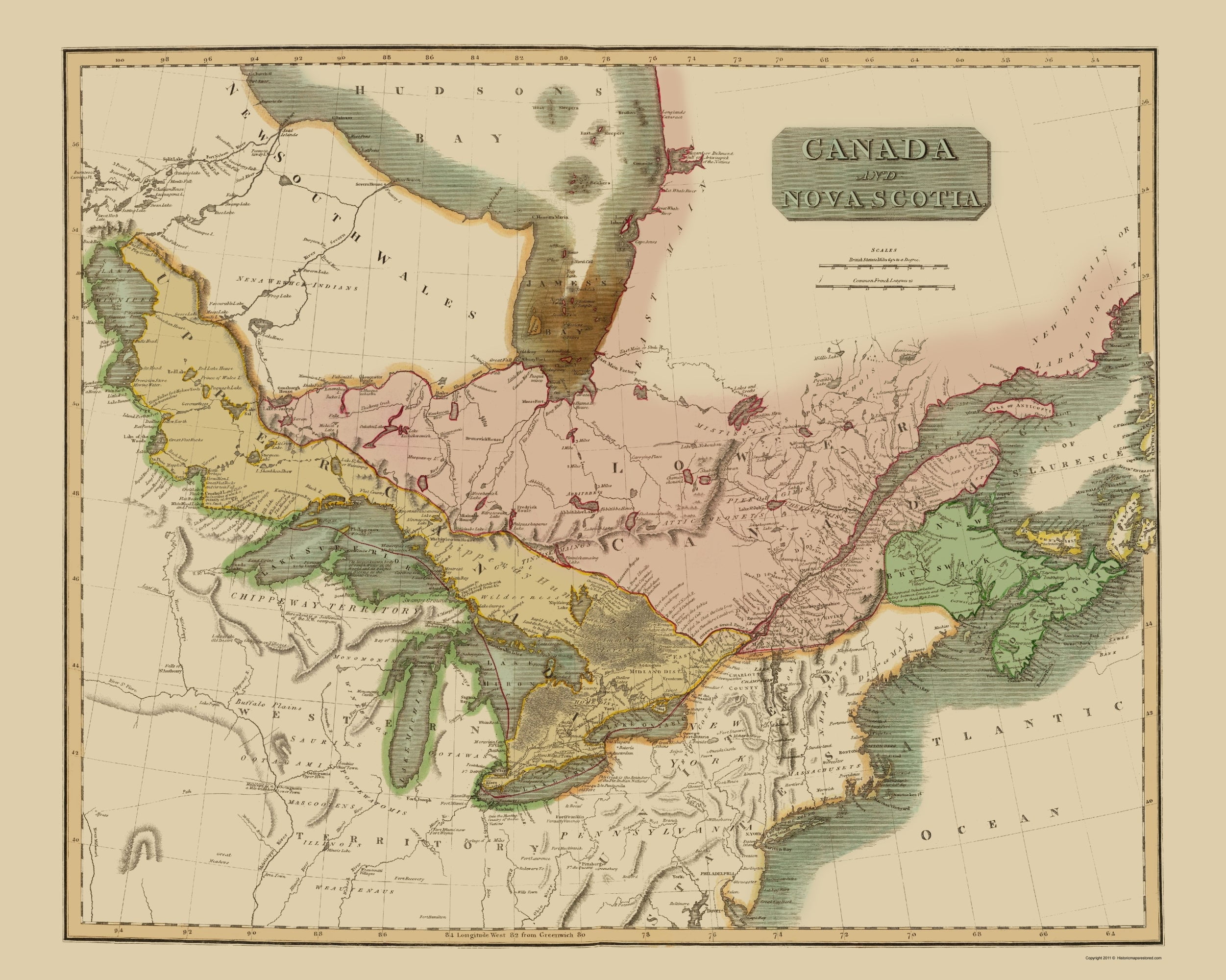 Historic Map - Nova Scotia Canada - Thomson 1817 - 23 x 28.77 - Vintage ...