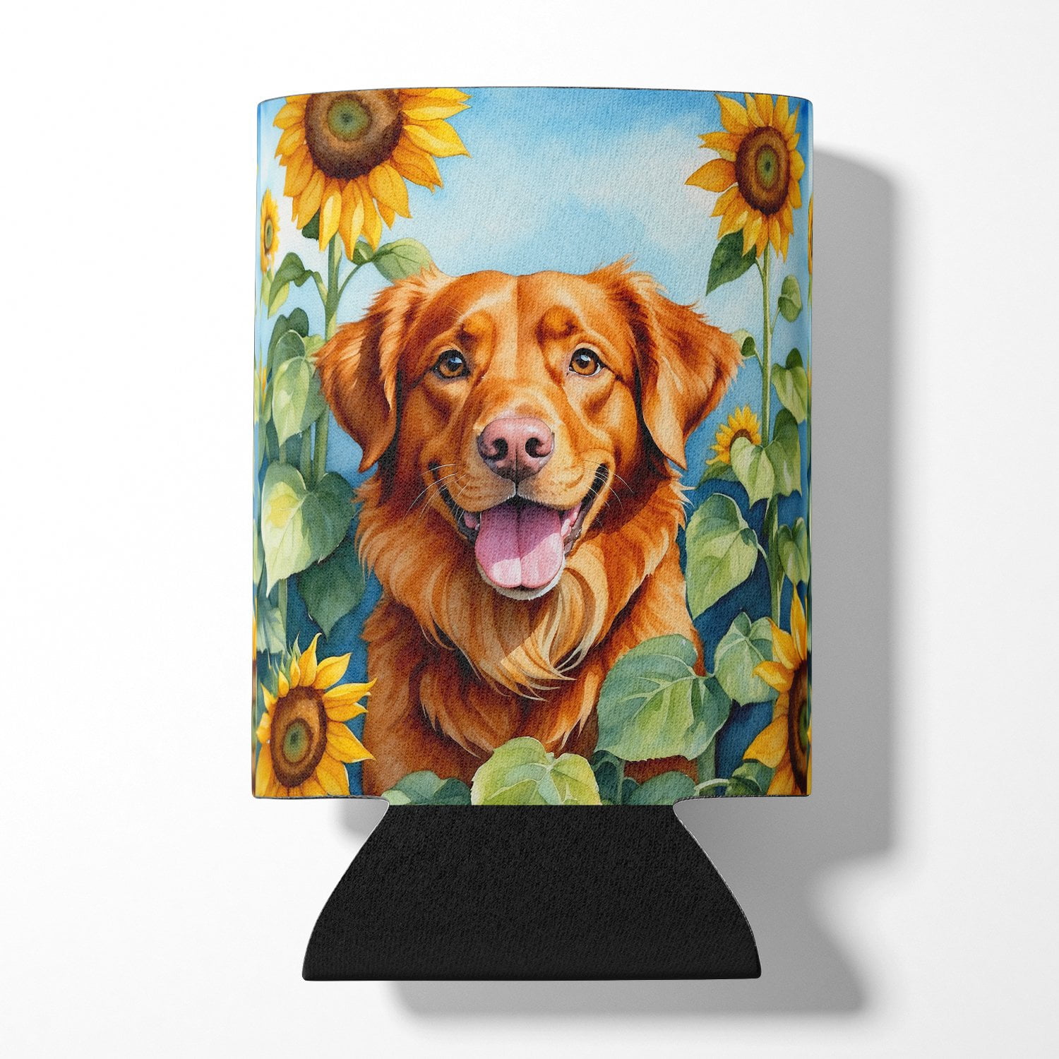 Nova Scotia Duck Toller in Sunflowers Can or Bottle Hugger 3 in x 5 in ...
