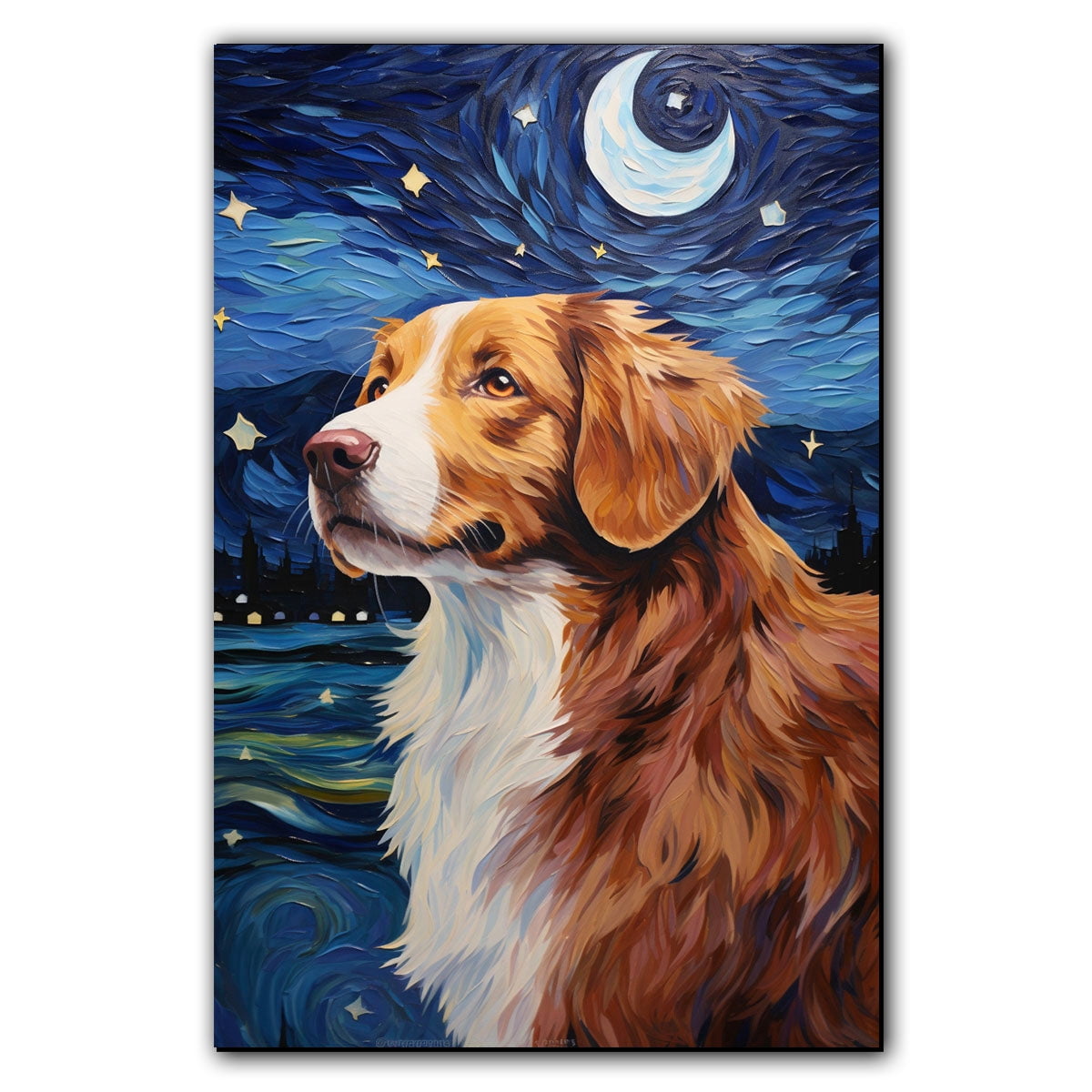 Nova Scotia Duck Tolling Retriever Art Starry Night Canvas Print of Van ...