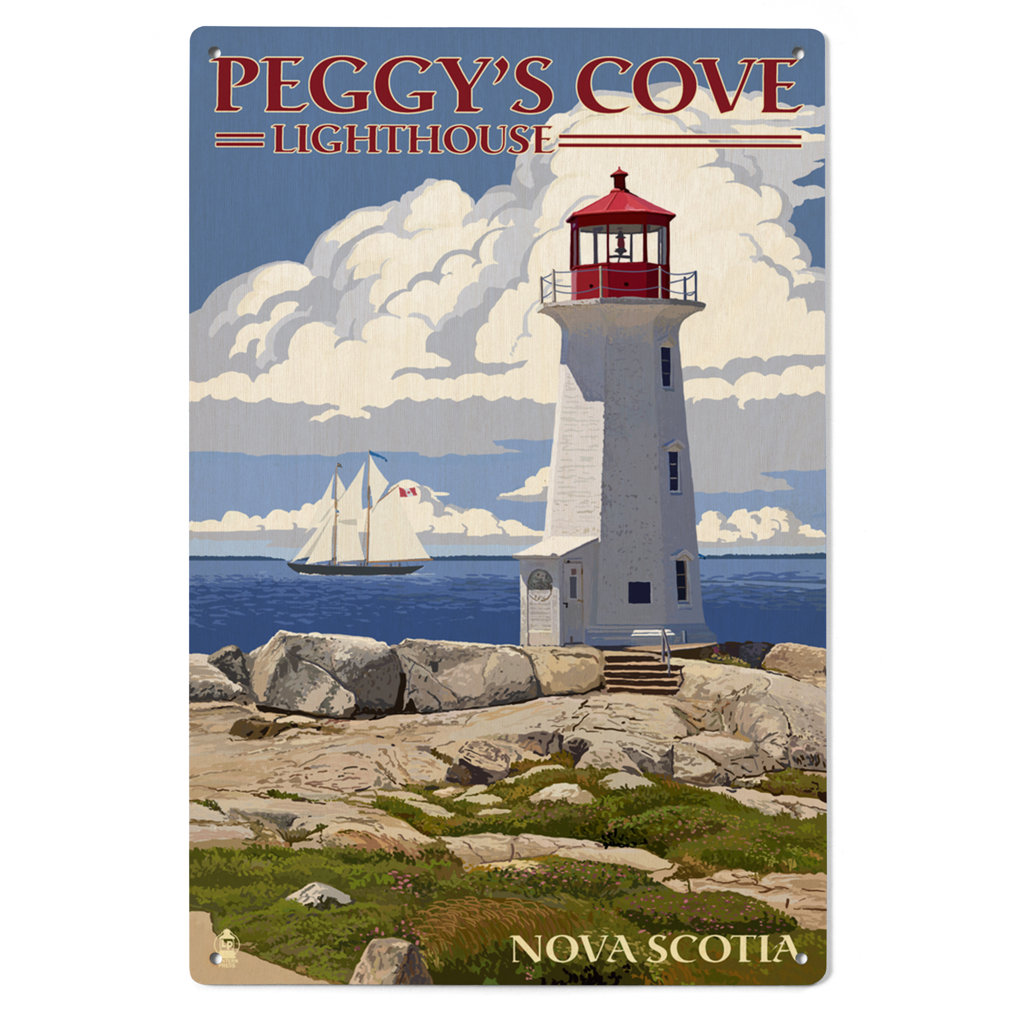 Nova Scotia, Peggy's Cove Lighthouse Birch Wood Wall Sign (6x9 Rustic ...