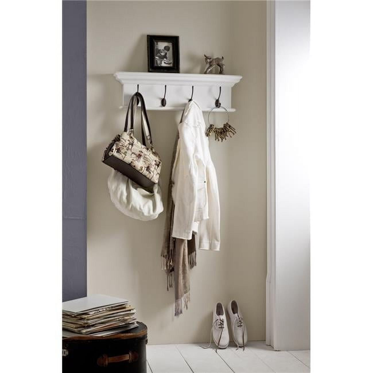 Nova Solo Halifax 4-Hook Coat Rack White - 27.6 x 3.9 x 7.9 in ...