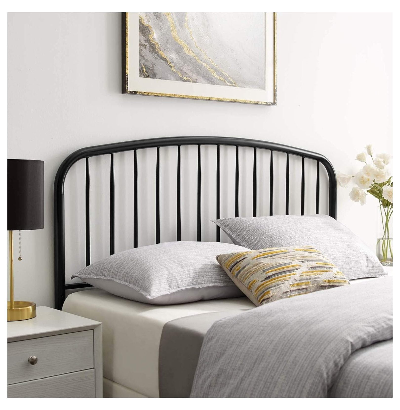 Nova Twin Metal Headboard in Black - Sturdy Steel Frame with Classic ...