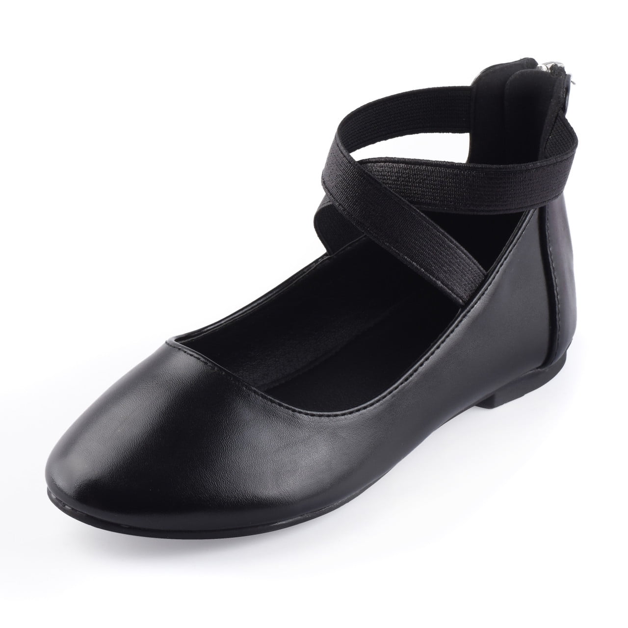 Nova Footwear Girls Ballet Flat Shoes, Ankle Strap, Black, Comfortable ...
