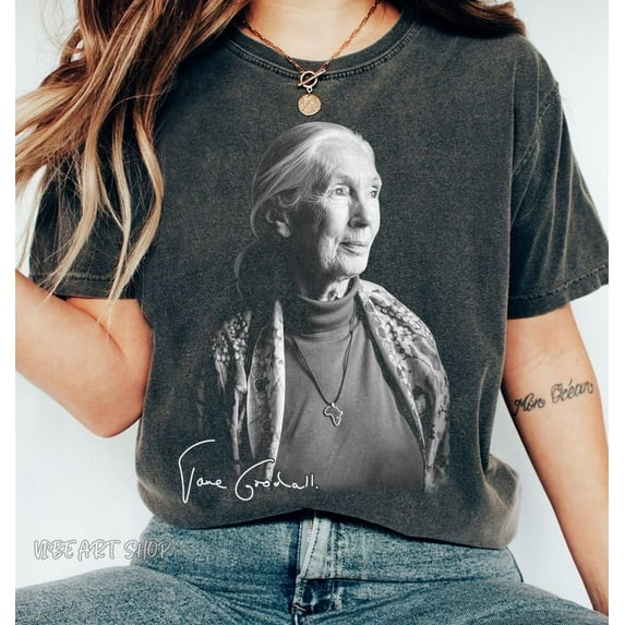 Nova16 Jane Goodall Tribute T-Shirt, Nature Hero Memorial Tee, Eco Activist Vintage Shirt ...