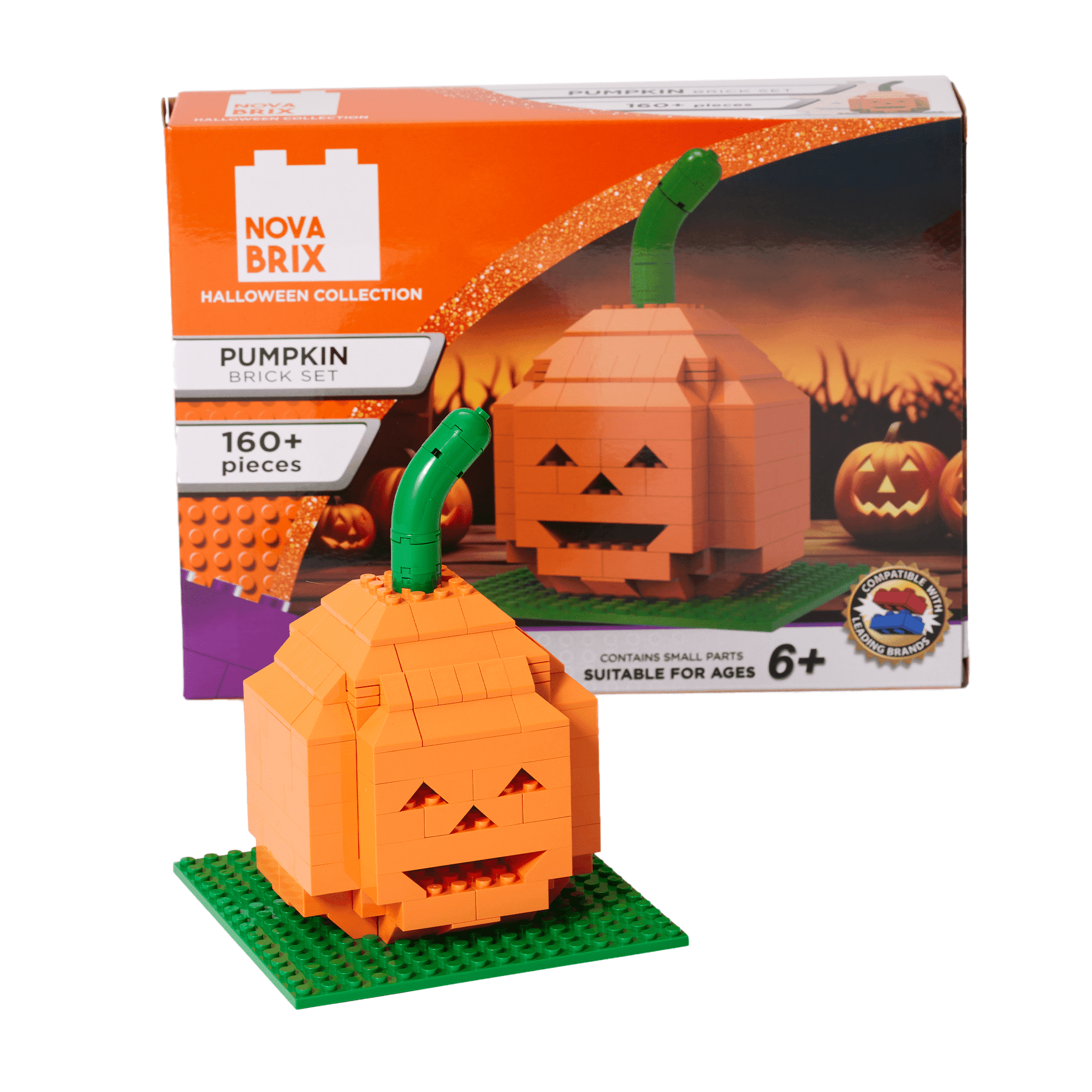 NovaBrix Halloween Pumpkin Building Bricks Set, Fun DIY Building Blocks ...