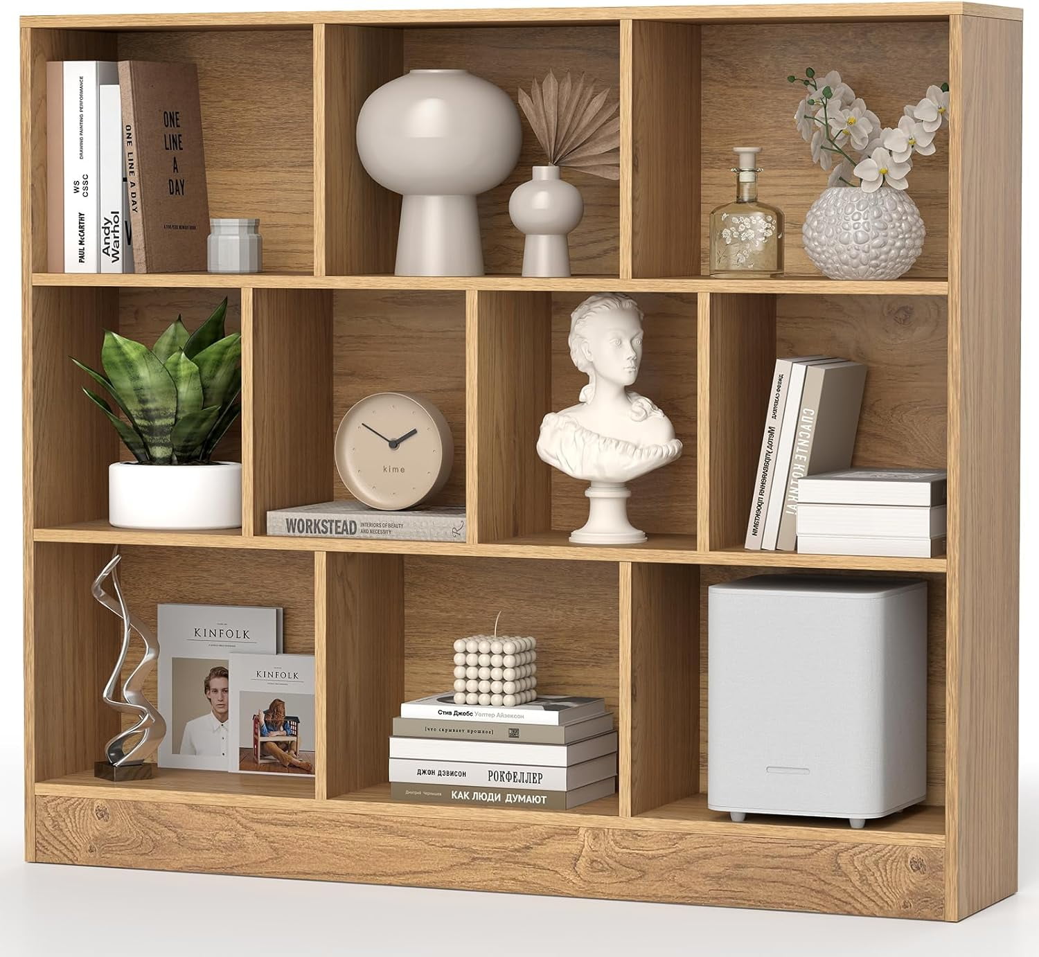 NovaCraft 10 Cube Storage Organizer, 4 Tier Open Bookcase, Modern ...