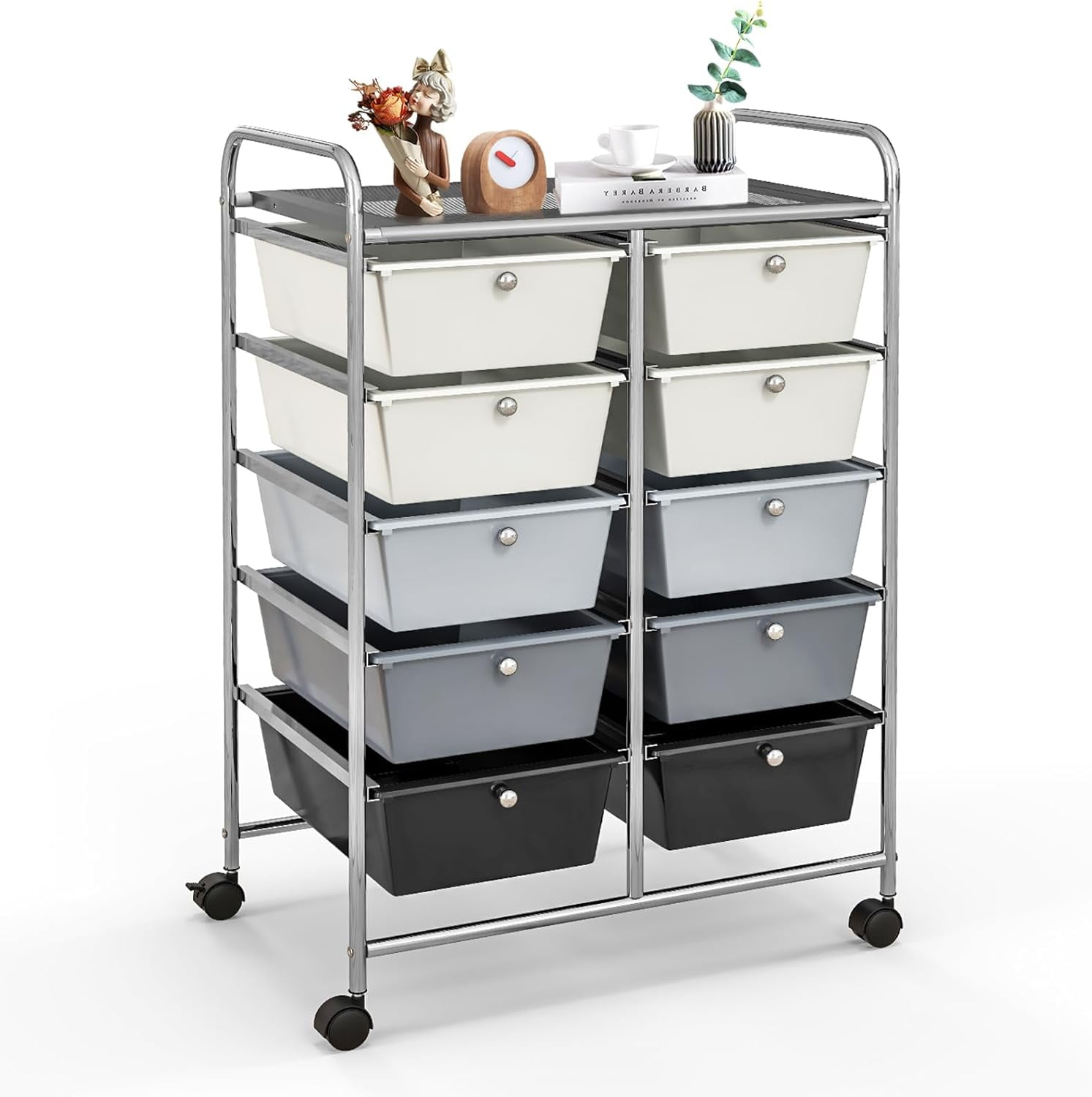 NovaCraft 10 Drawers Rolling Storage Cart, Roller Cart Organizer for ...