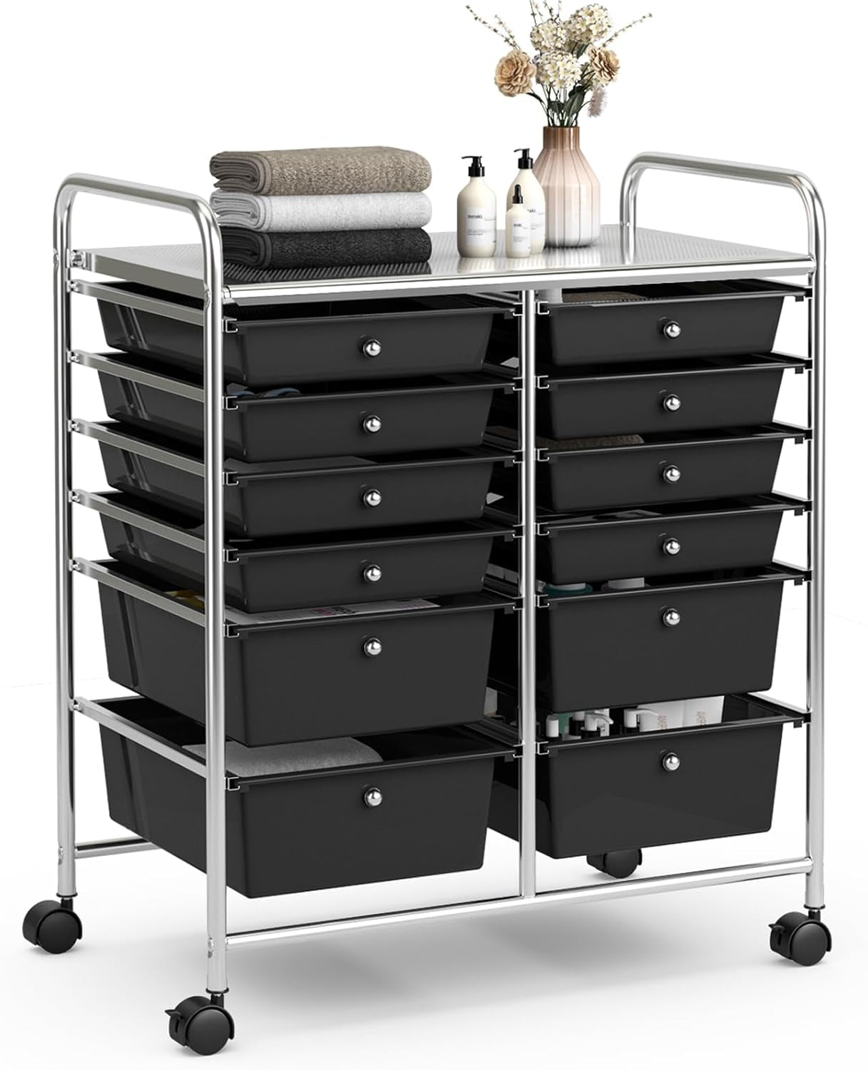 NovaCraft 12 Drawer Rolling Storage Cart, Art Cart Organizer on Wheels ...
