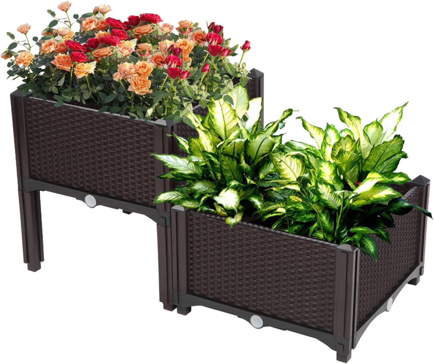 NovaCraft 2 Sets Raised Garden Bed with Legs, Square Elevated Planter ...