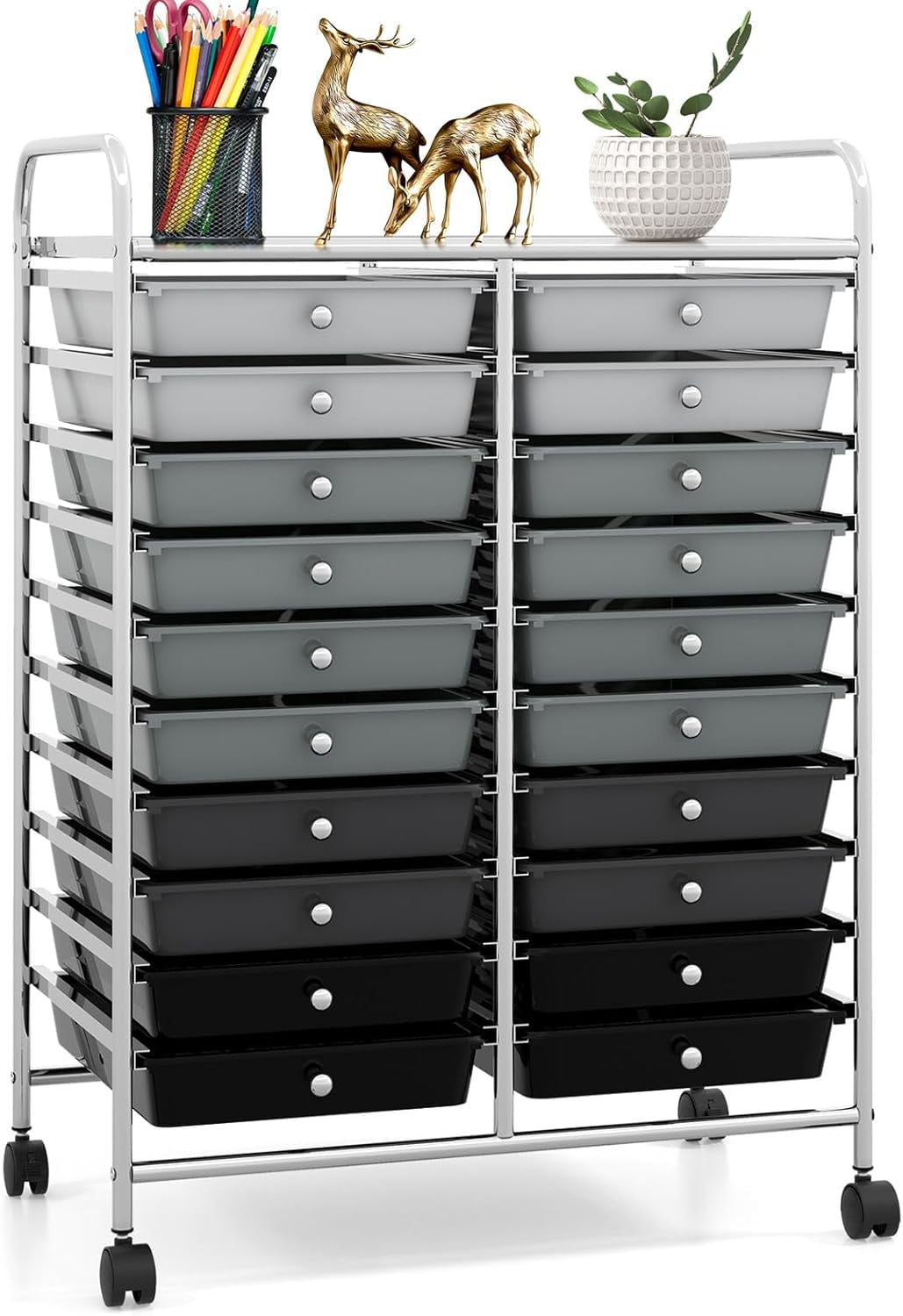 NovaCraft 20 Drawer Rolling Storage Cart, Art Cart Organizer with ...