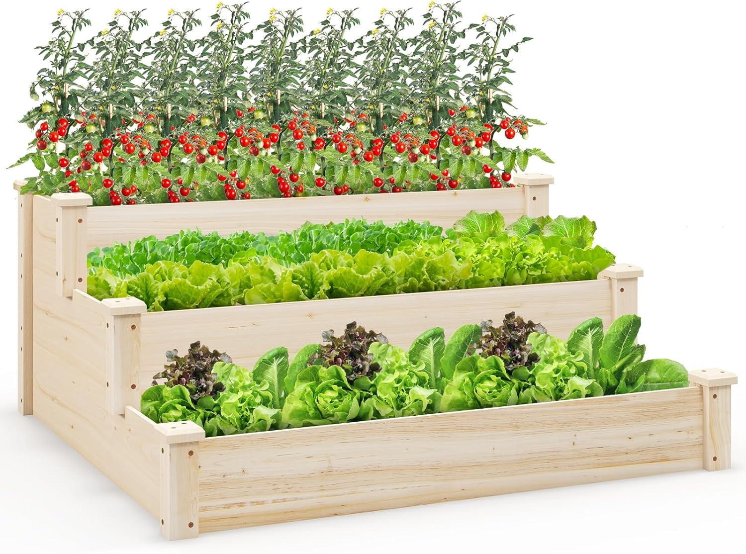 NovaCraft 3-Tier Raised Garden Beds Outdoor, Fir Wood Raised Garden Bed ...